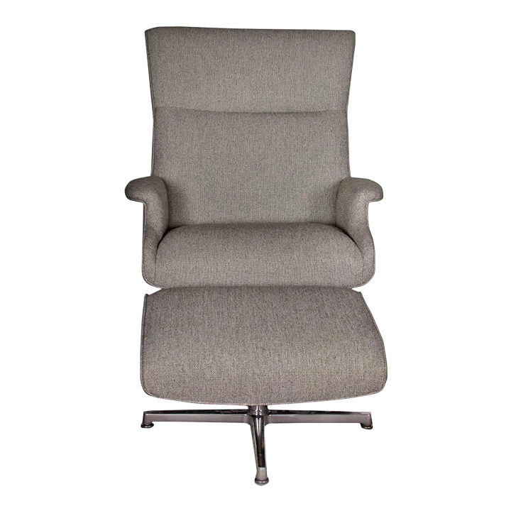 Beau Custom Swivel Chair With Ottoman From Room & Board | Chairish