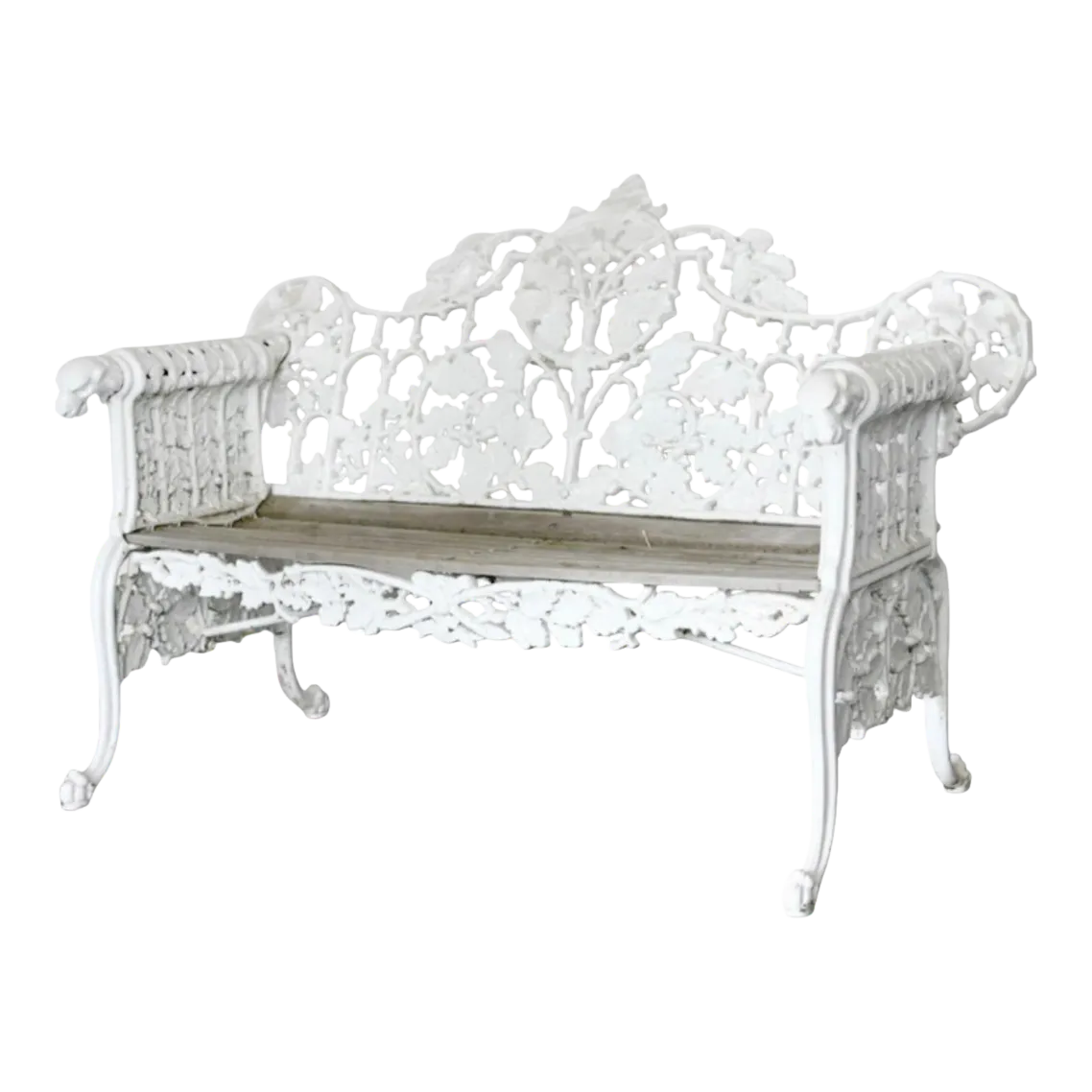 Antique Coalbrookdale Style White Iron Bench | Chairish