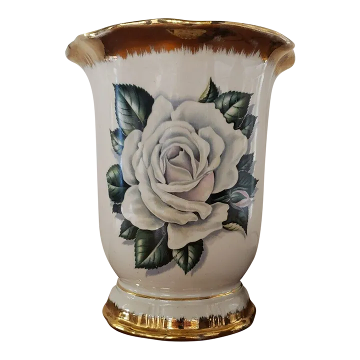 1950s Homer Laughlin Lamp, Rose Liberty Shape With 22k Gold Trim | Chairish