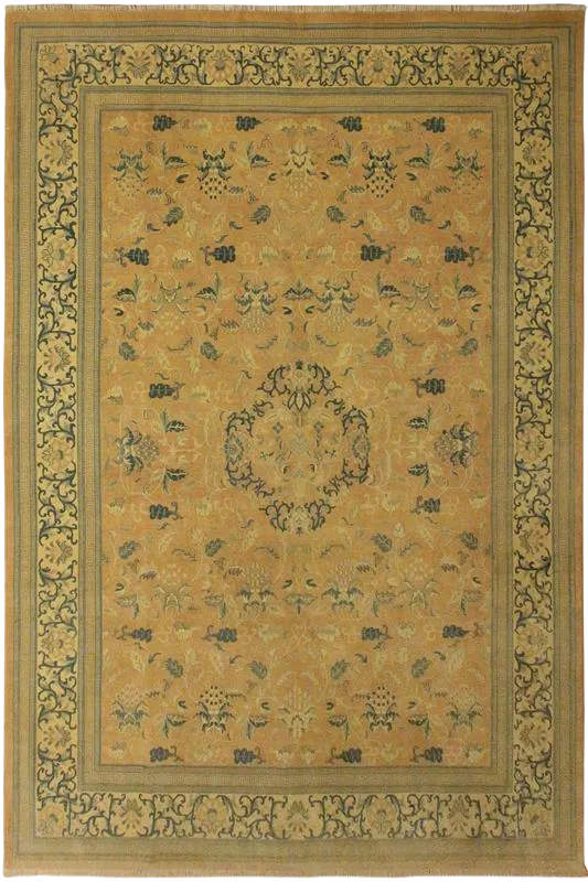 1980s 1980’s Shabby Chic Vintage Tan Wool Rug -8'11 X 11'9 | Chairish