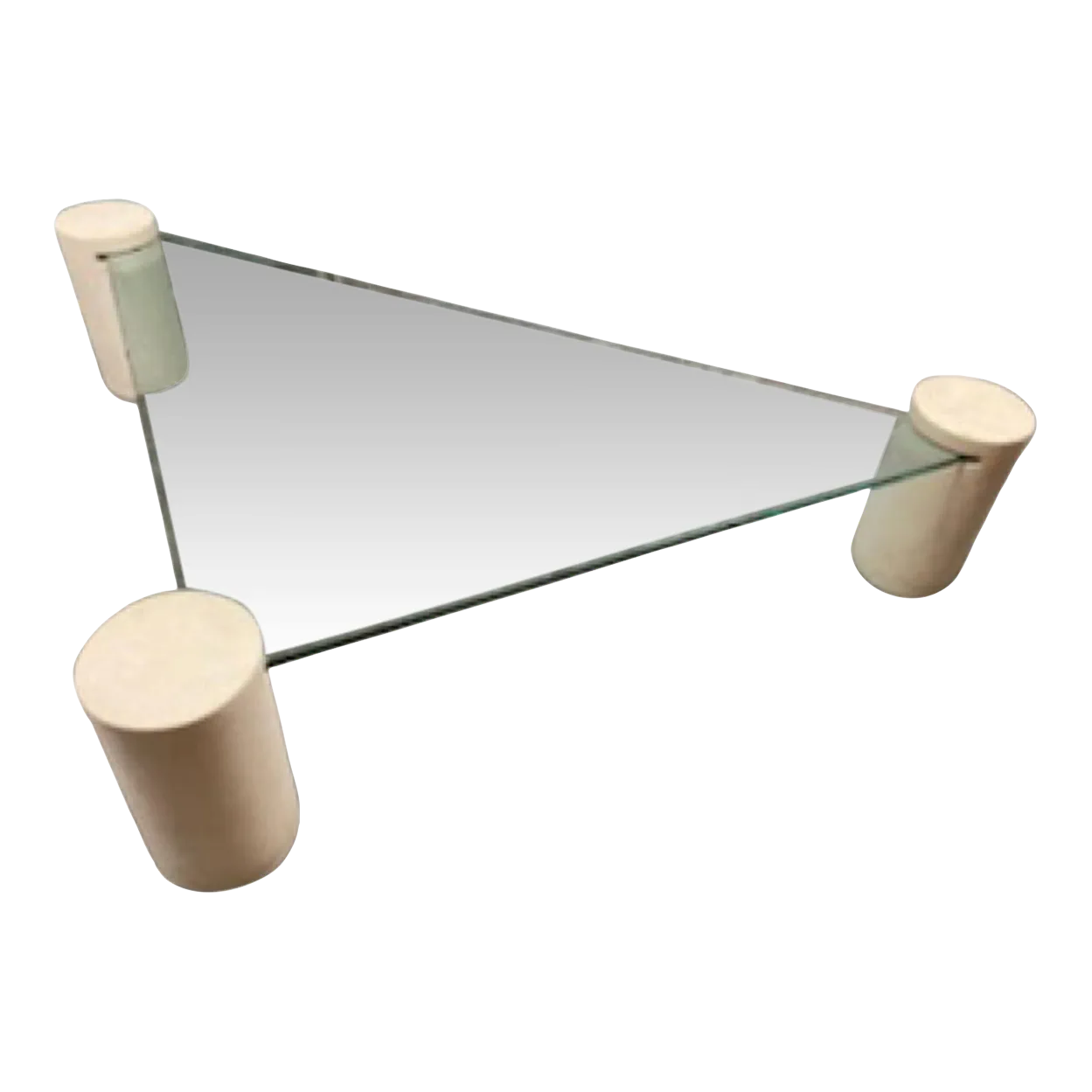 1980s Modern Cylinder & Glass Triangular Coffee Table in the Manner of ...