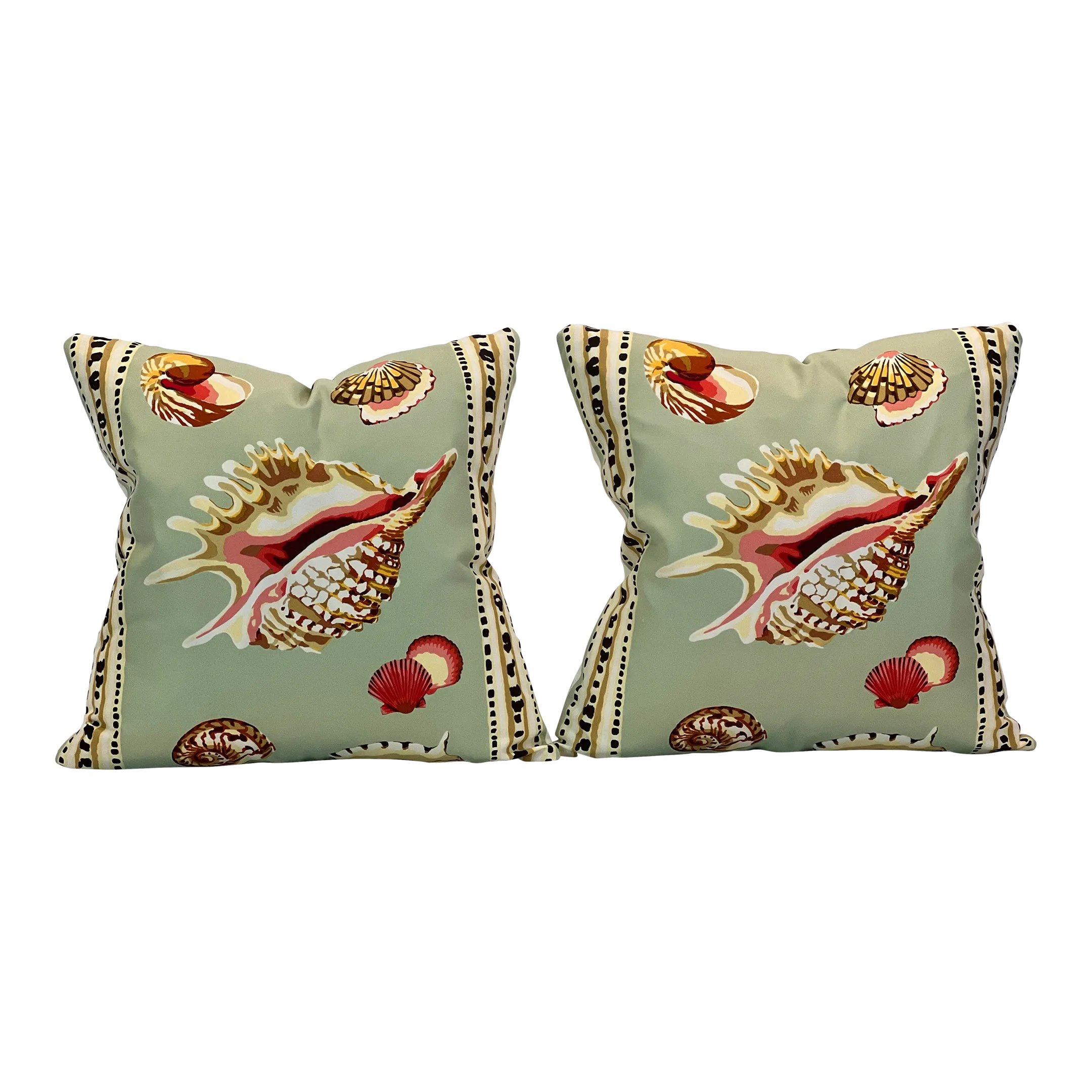 Grey Watkins “Les Coquilles” Indoor/Outdoor Pillows - a Pair | Chairish