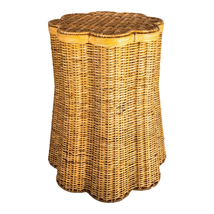 Scallop Side Wicker Storage Stool, 24" | Chairish