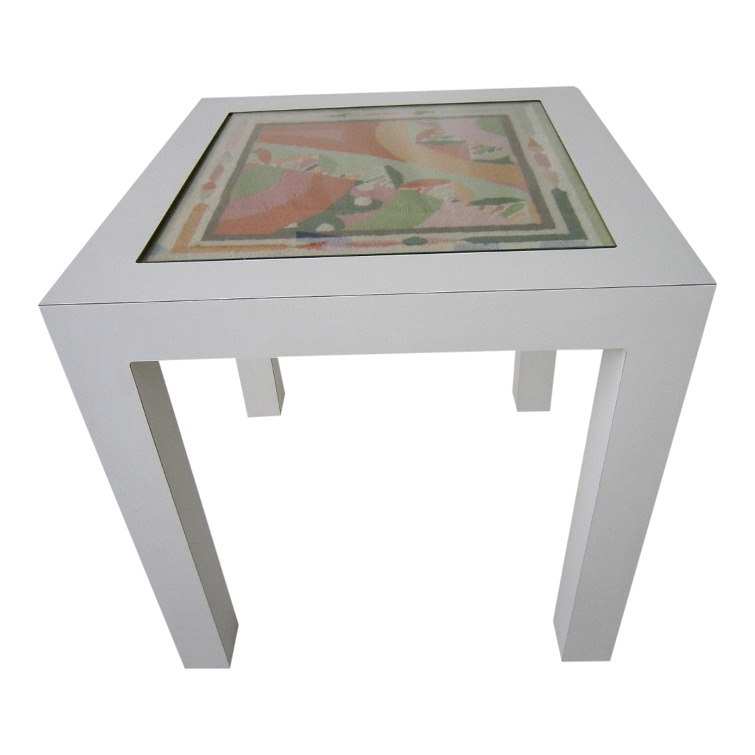 Parsons Side Table Needlepoint Insert | Chairish