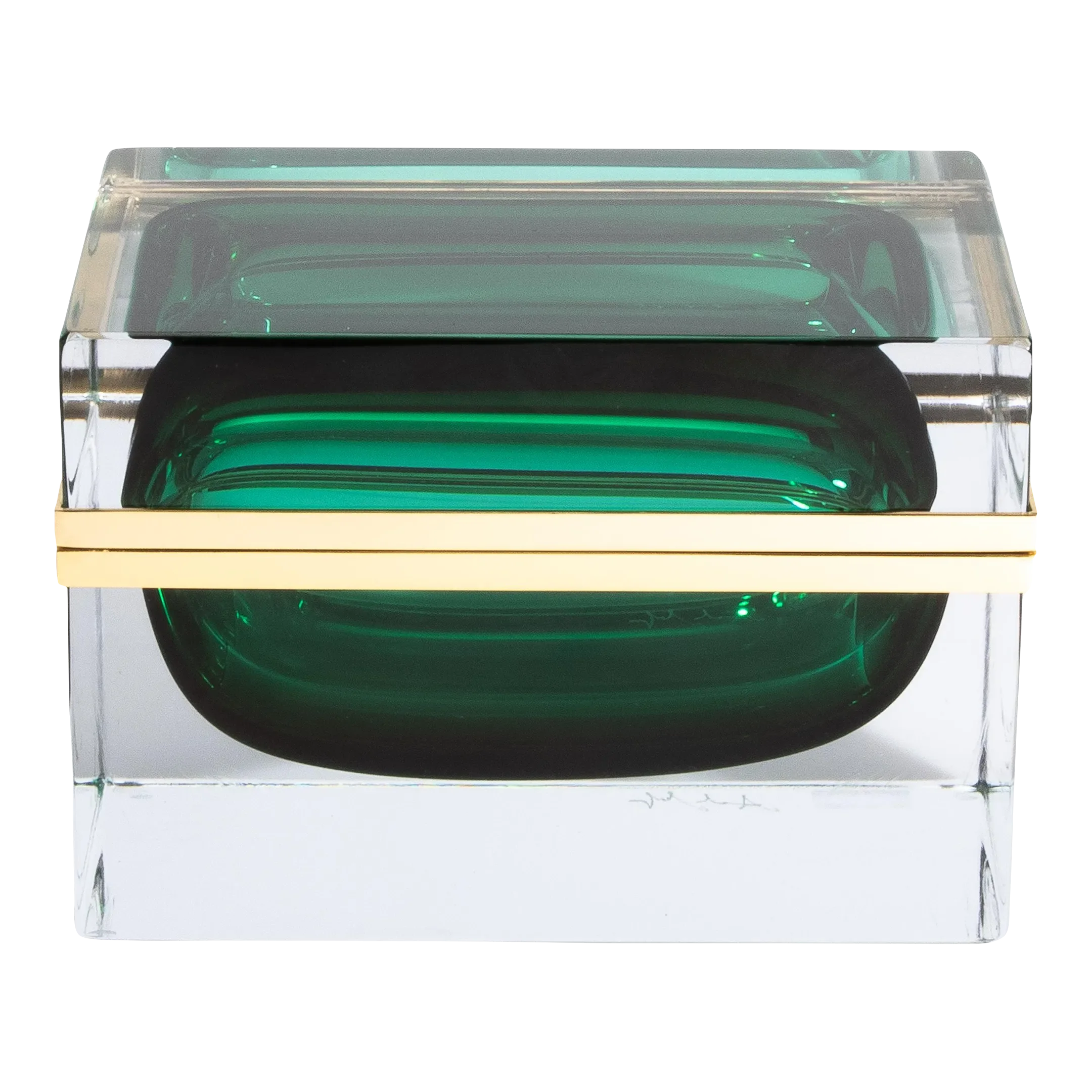 Hand Blown Murano Glass Box Giant in Emerald Green With Brass Fittings ...