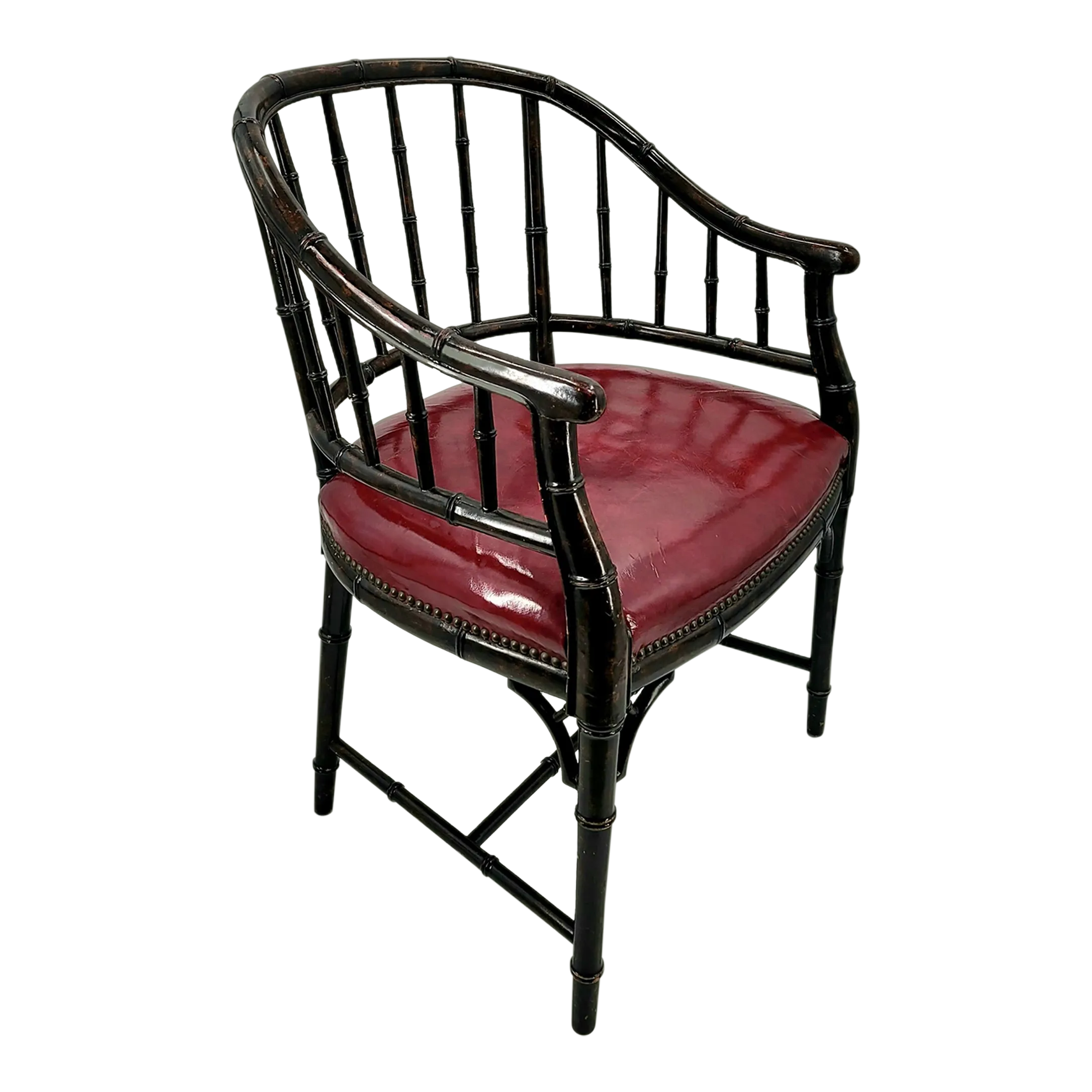 Vintage Faux Bamboo and Faux Tortoiseshell Regency Style Tub Chair ...