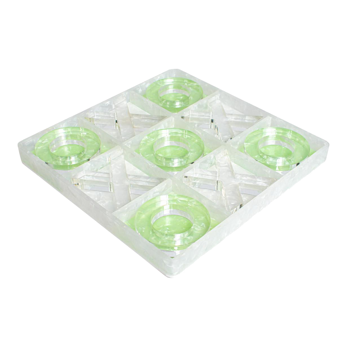 Acrylic Tic Tac Toe Game Set - Marble | Chairish