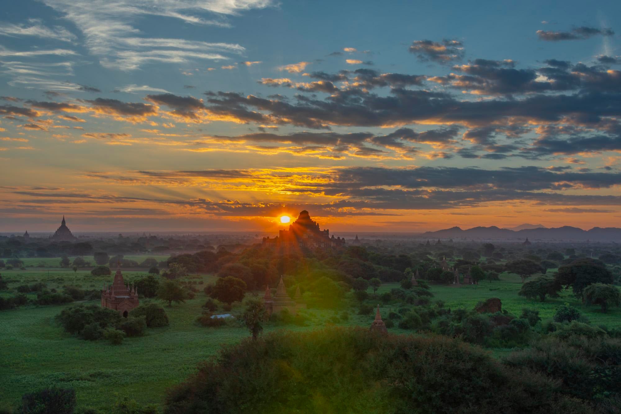 Sunrise With Clouds in Myanmar Landscape Photograph | Chairish