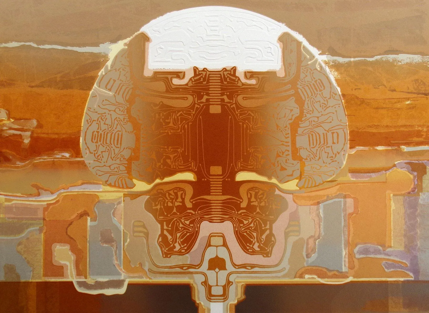 1980s "Mirage" Abstract Psychedelic Embossed Serigraph by David Kroos ...