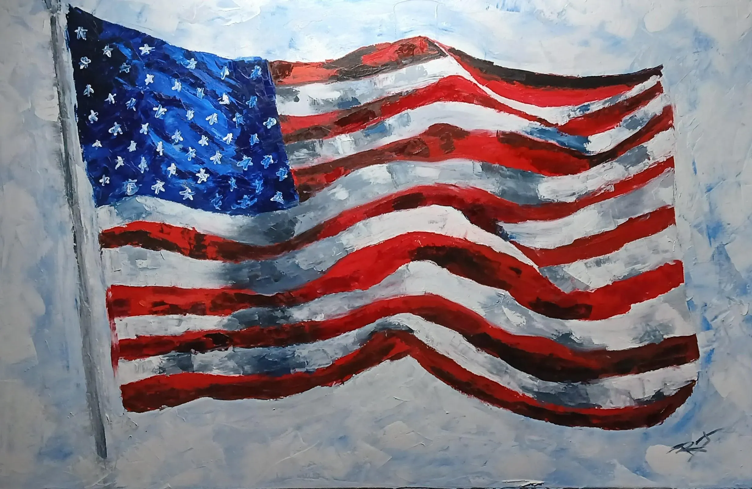 "Stars and Stripes" Modern Original American Flag Painting | Chairish