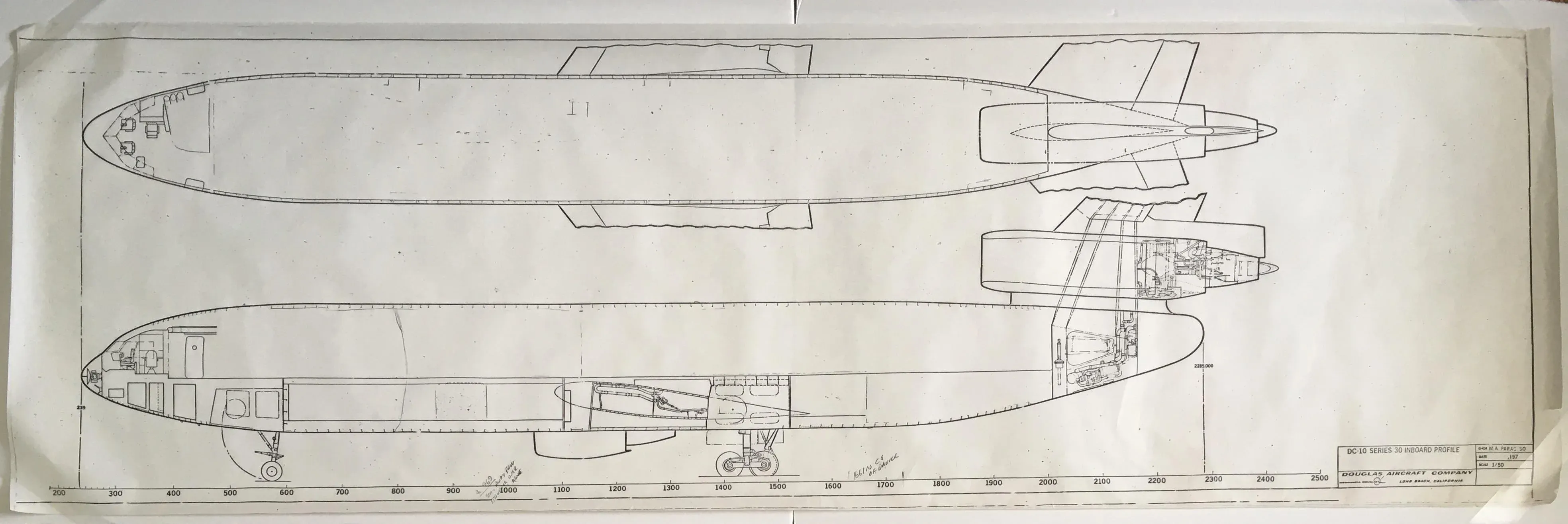 1970s Aircraft Blueprint: DC-10 Series 30 Inboard Profile | Chairish