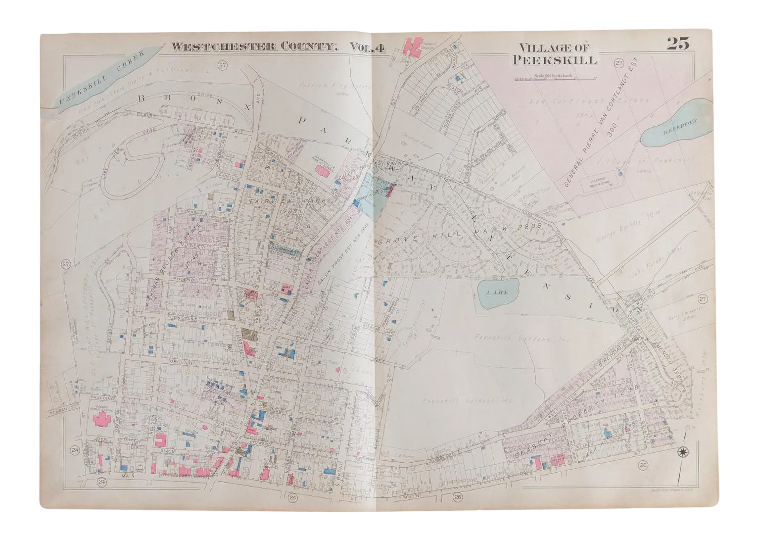Vintage Hopkins Map of Village of Peekskill | Chairish