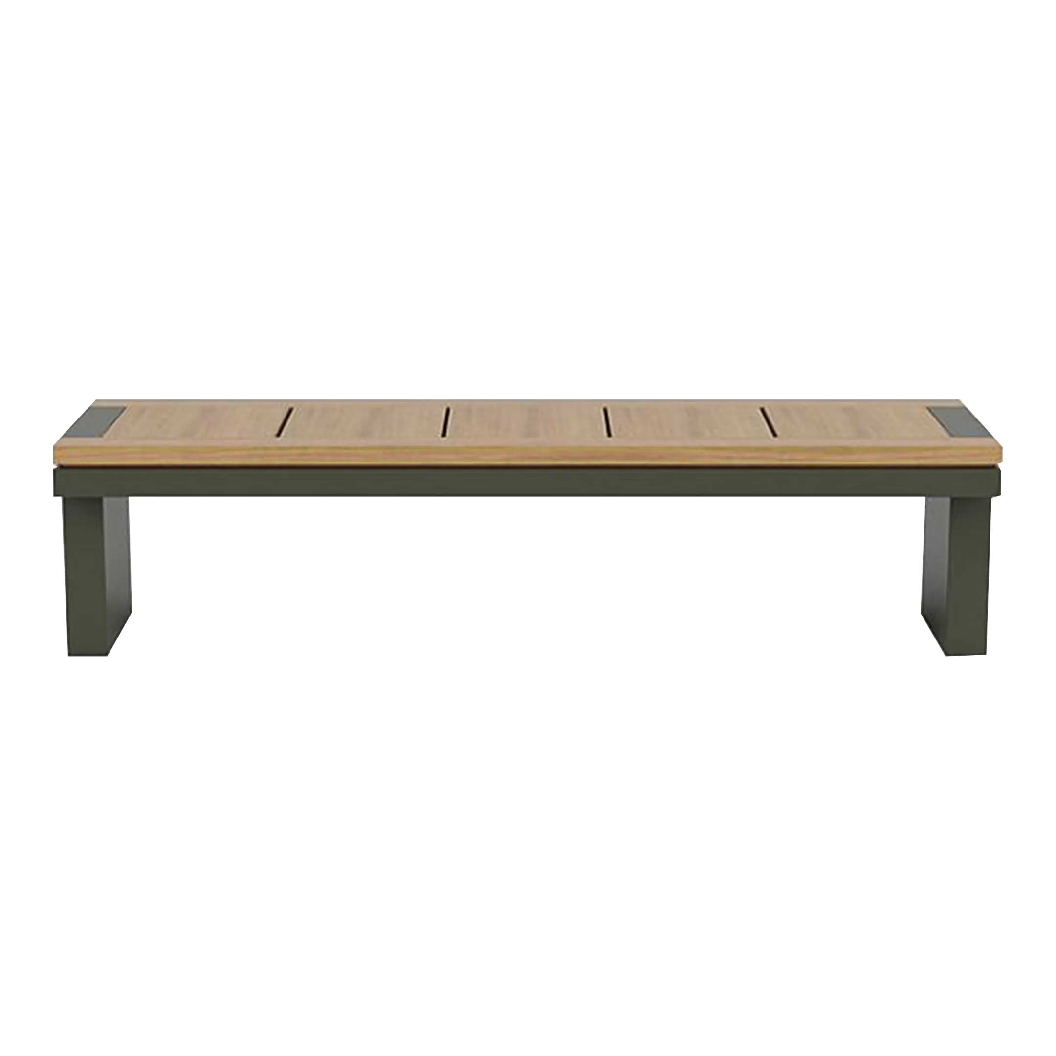 Sutherland Teak and Aluminum Peninsula Bench | Chairish