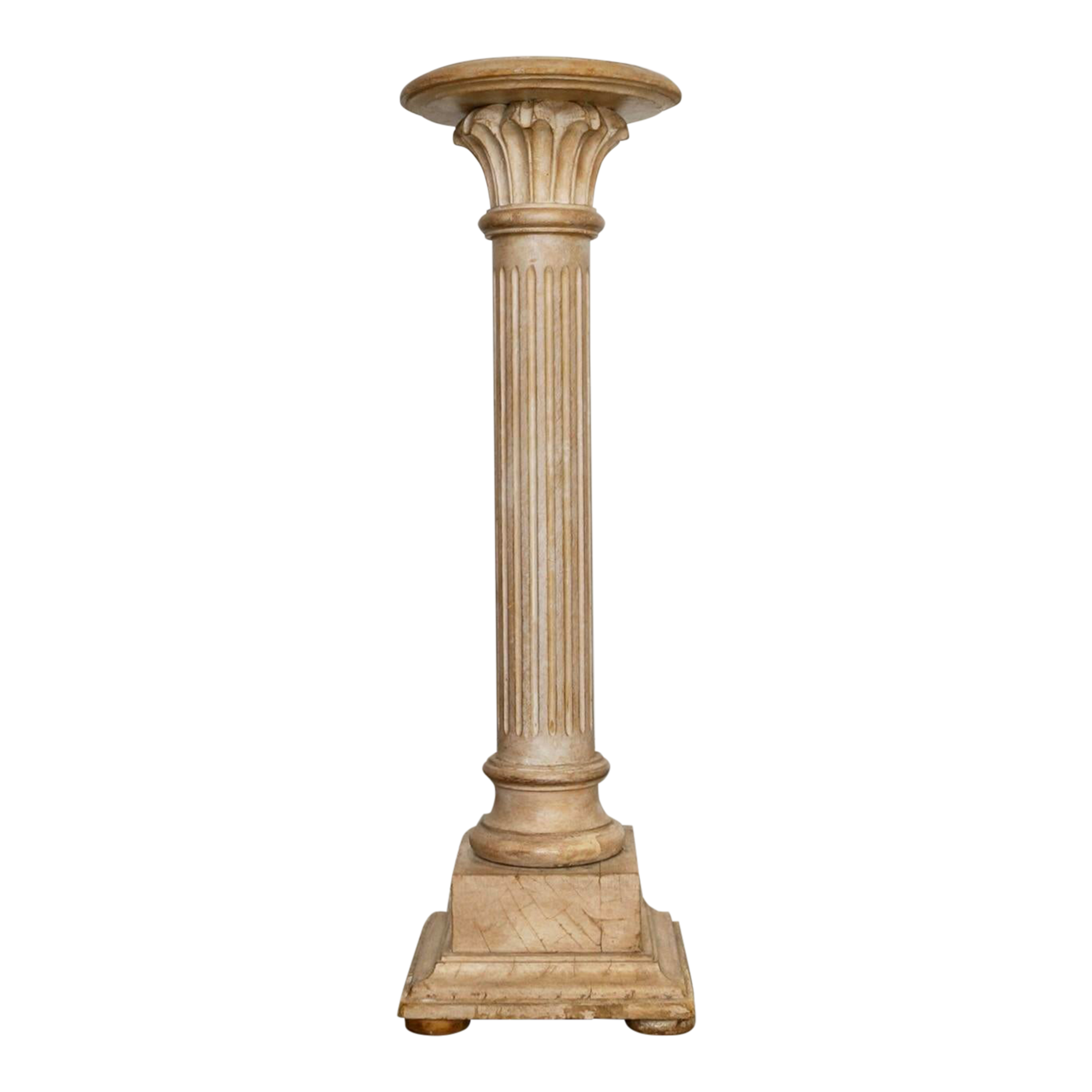 1970's Distressed Roman Italian Column Pedestal | Chairish