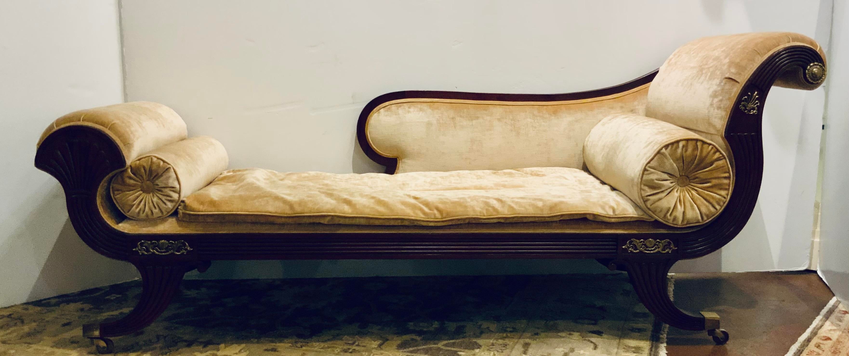 Baker Vintage Champagne Velvet Chaise Lounge