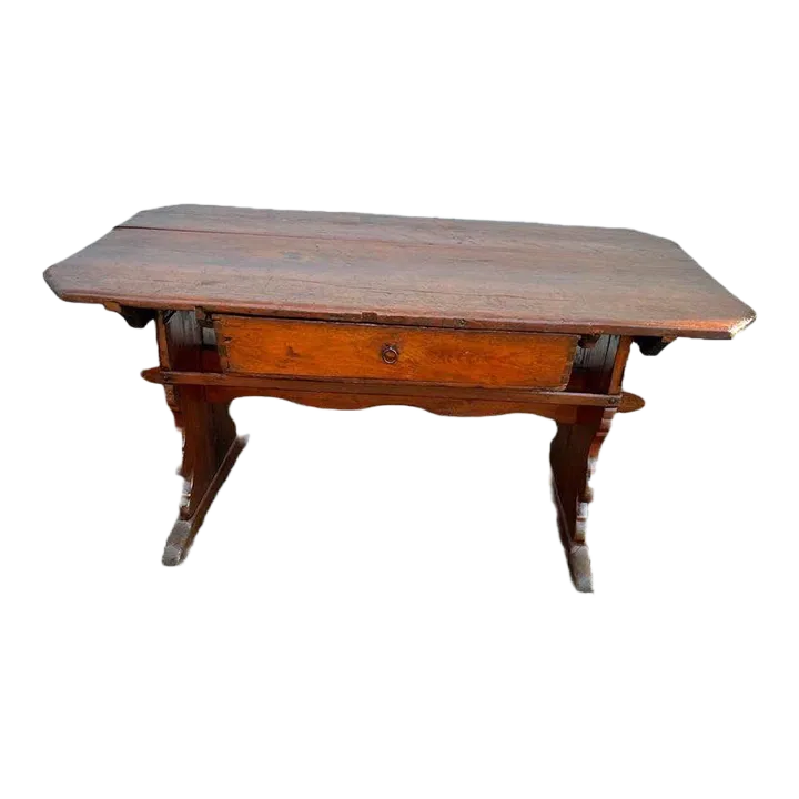 Antique Early Primitive Farm Trestle Dining Table., Early 19th Century ...