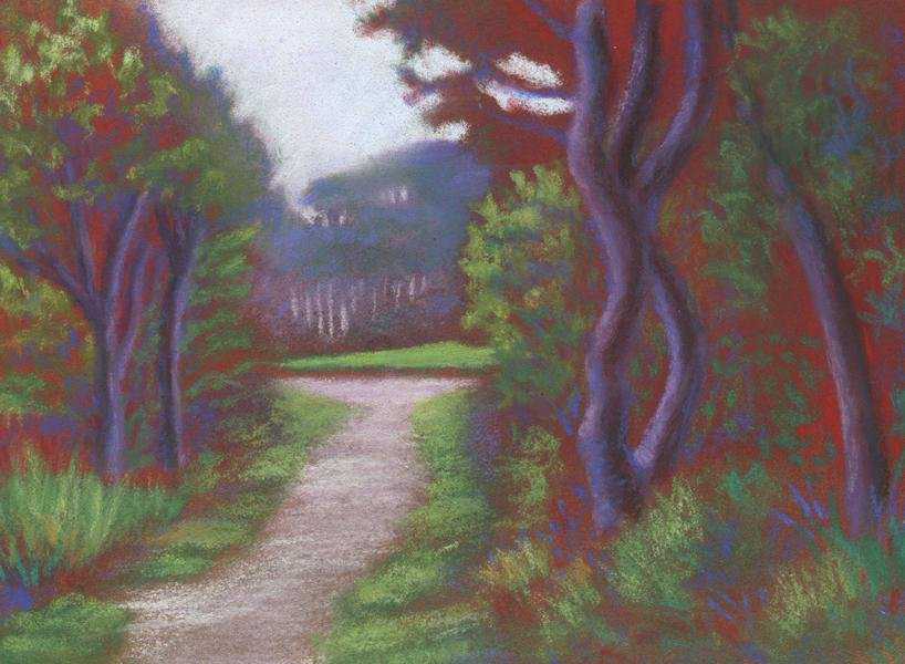 Contemporary Pastel Painting of Mendocino Coast Botanical Garden Path ...