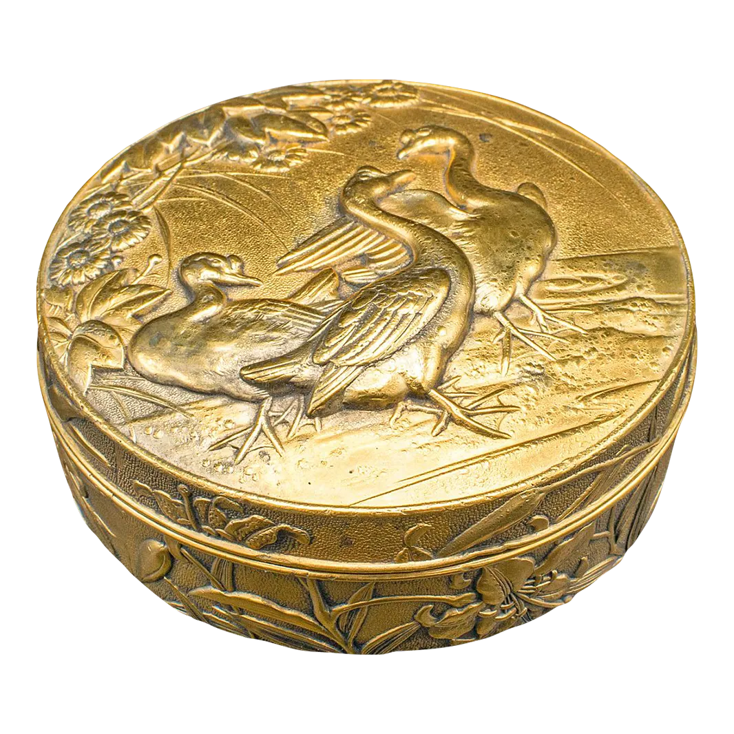 1880s Victorian Antique Snuff Tin, English Gilt Metal, Lidded Box ...