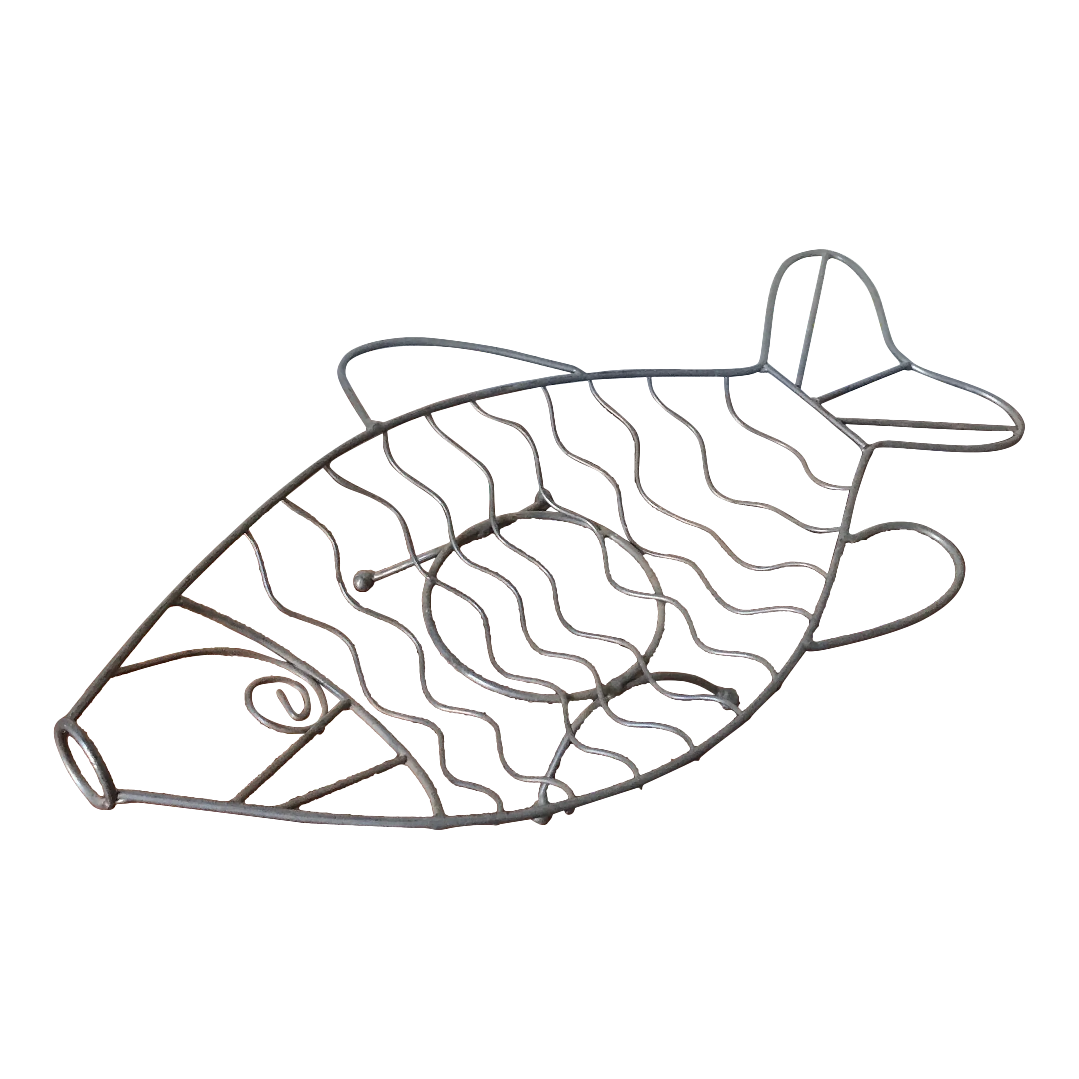 Funky Post Modern Vintage Wire Fish Basket/ Fruit Bowl | Chairish
