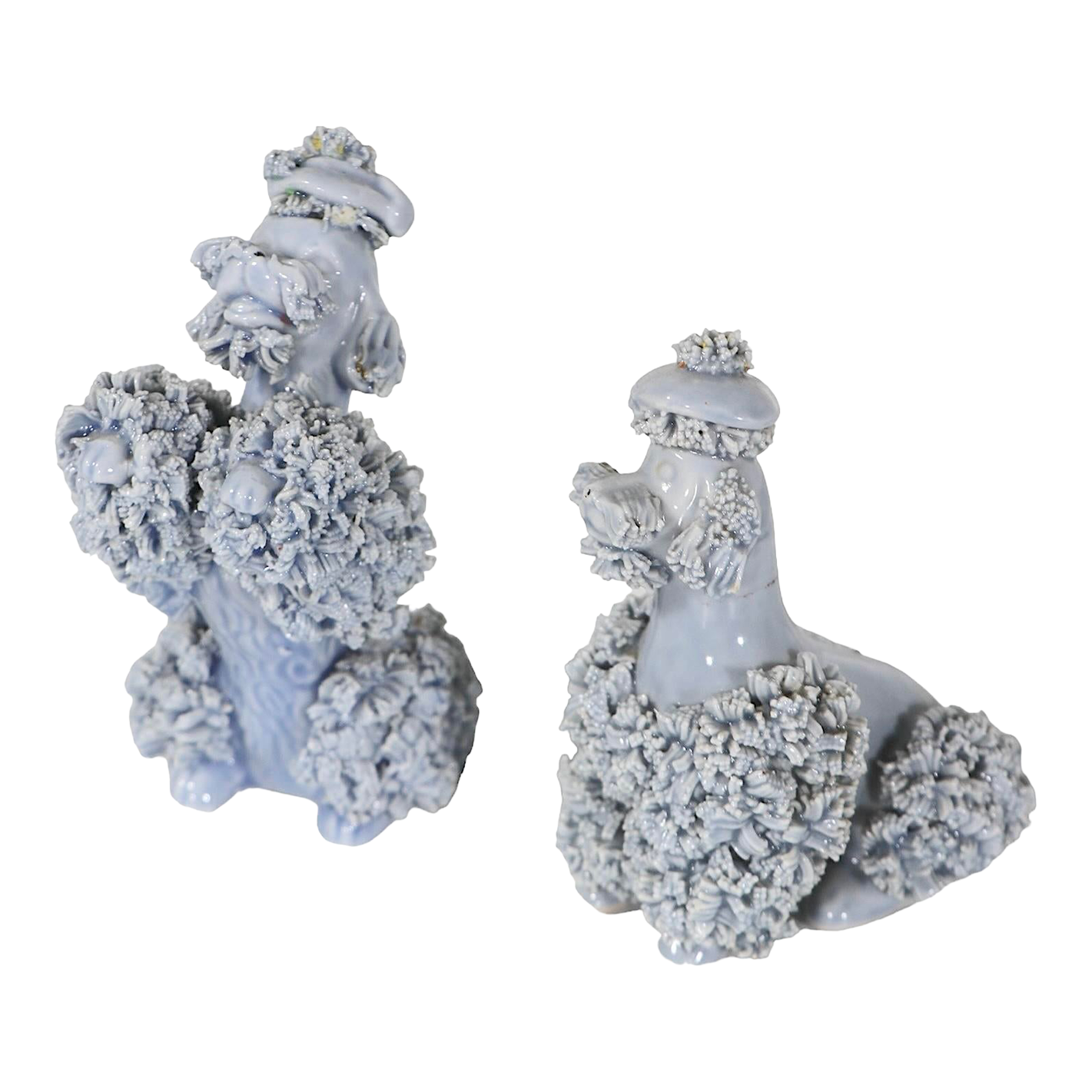 2 Pc. Set Mid Century Spaghetti Pottery Poodle Dogs | Chairish