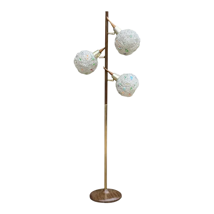 Mid-Century Atomic Spaghetti Lucite White Ice Chip 3-Globe Floor Lamp ...