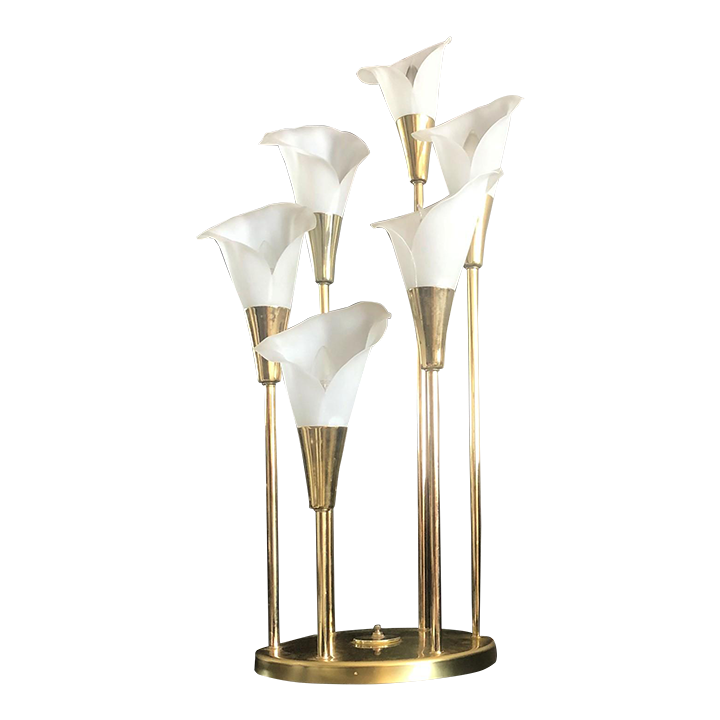 1960s Calla Lily 6 Light Table Lamp | Chairish