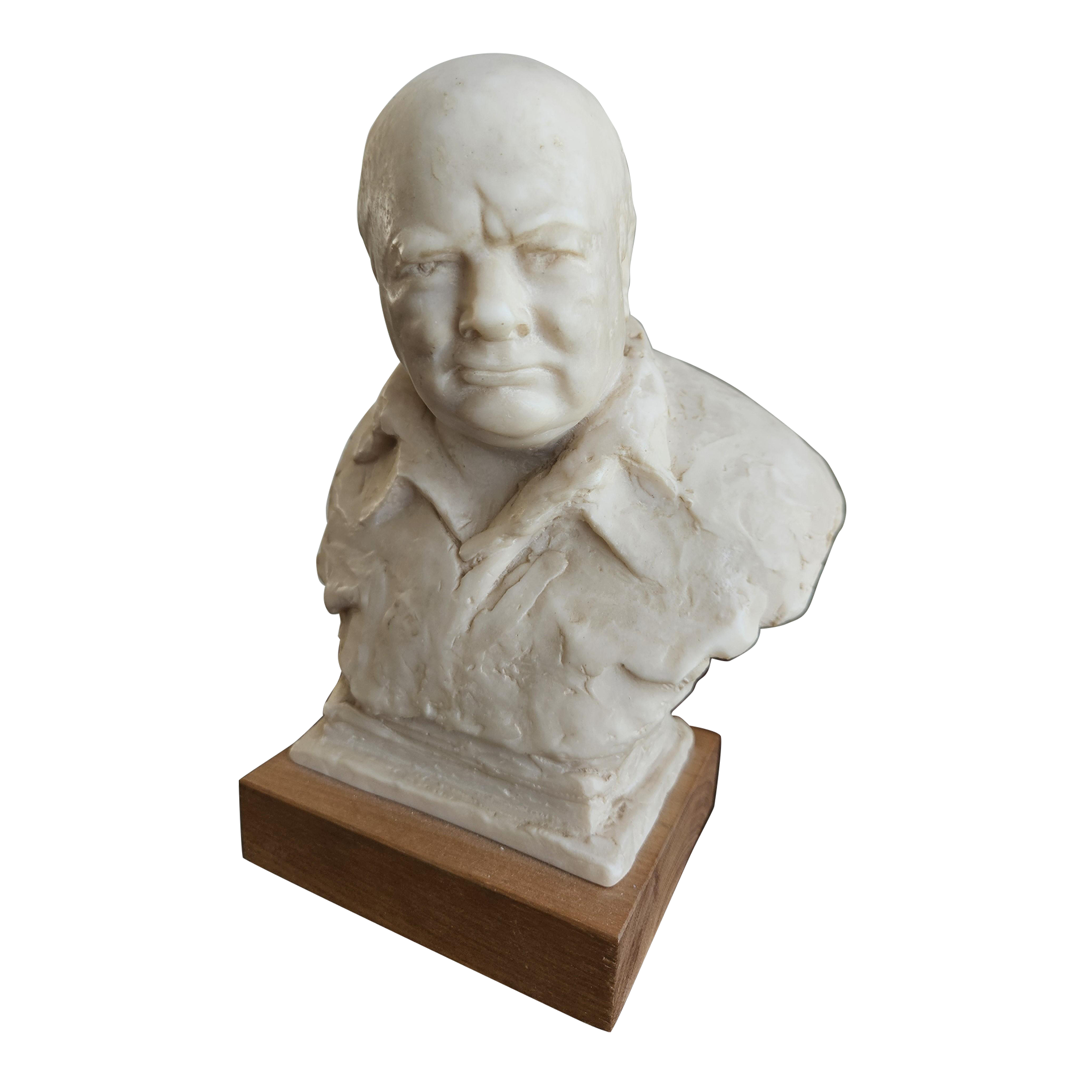 1961 Portrait Bust Sculpture of Winston Churchill | Chairish