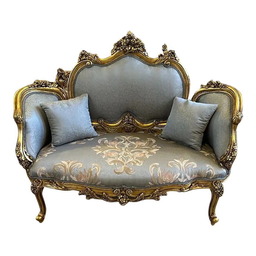 French Rococo Style Tufted Settee Sofa | Chairish