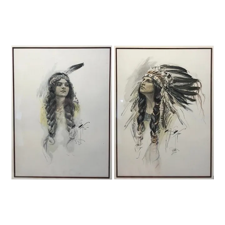 Harrison Fisher Pair Ca 1906 Illustrations; 'Minnehaha' and 'Chief ...