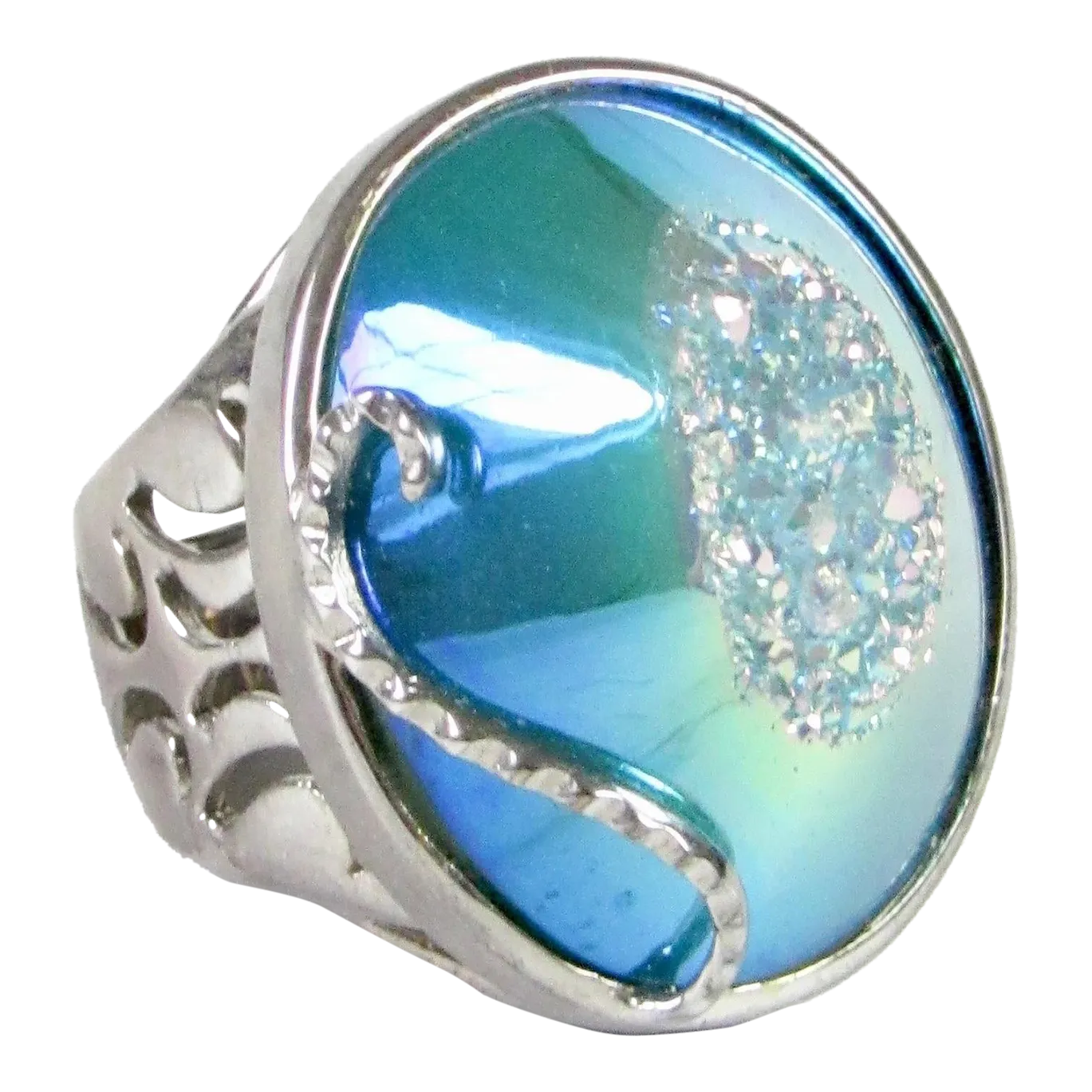Blue Crush Calcite Cocktail Ring Size 7 Chairish