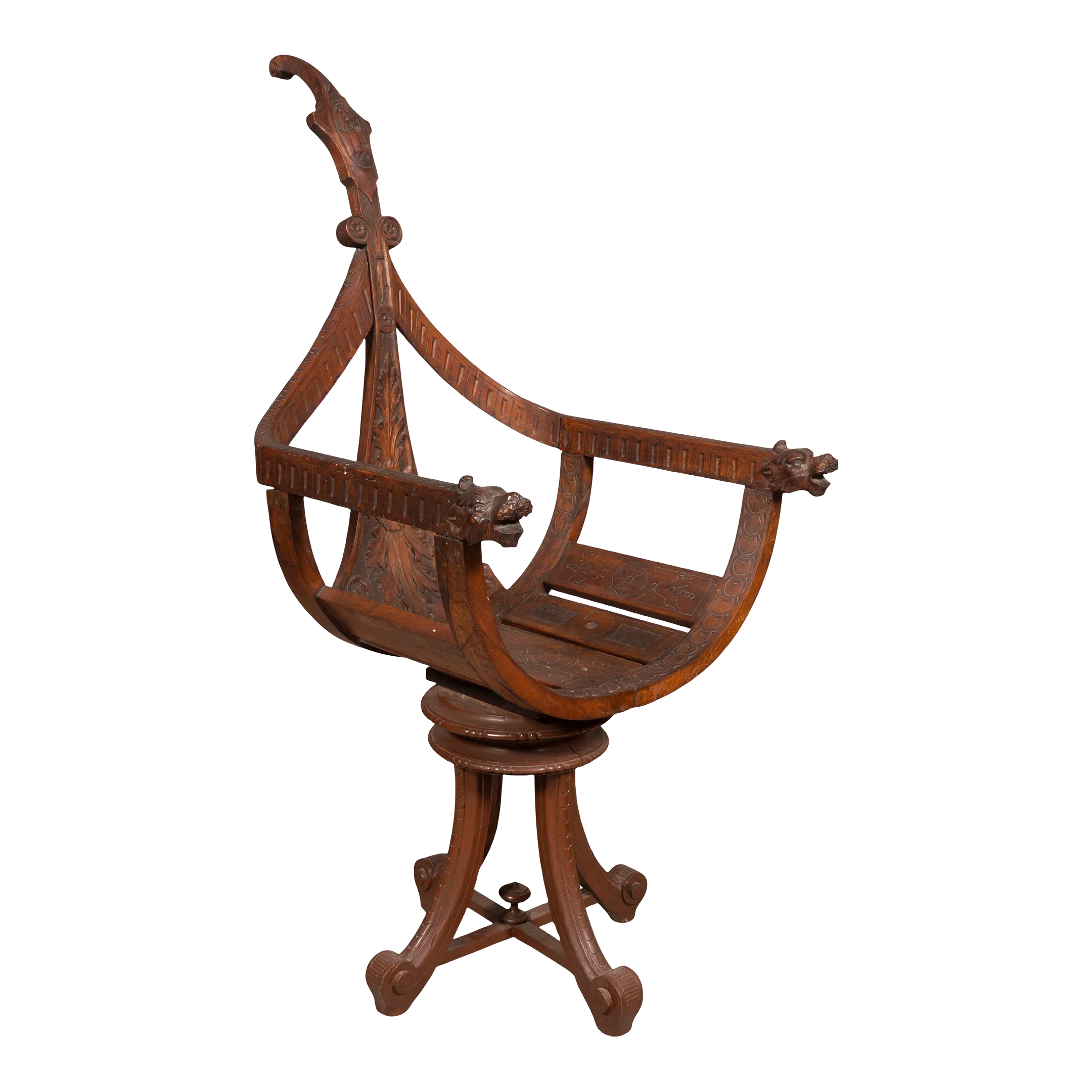 Venetian Walnut Gondola Chair | Chairish
