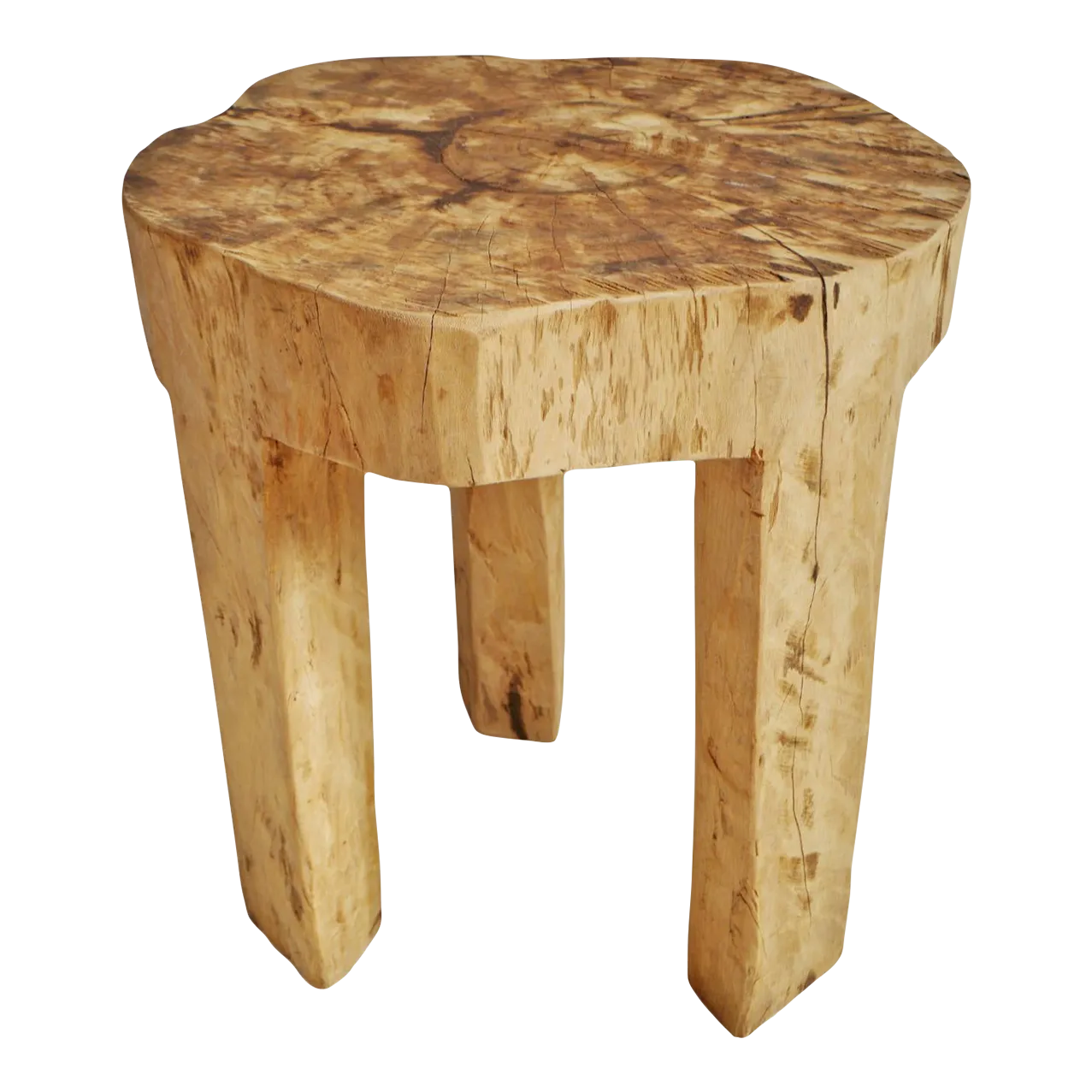 Contemporary Rustic Naga Three Leg Wood Table | Chairish