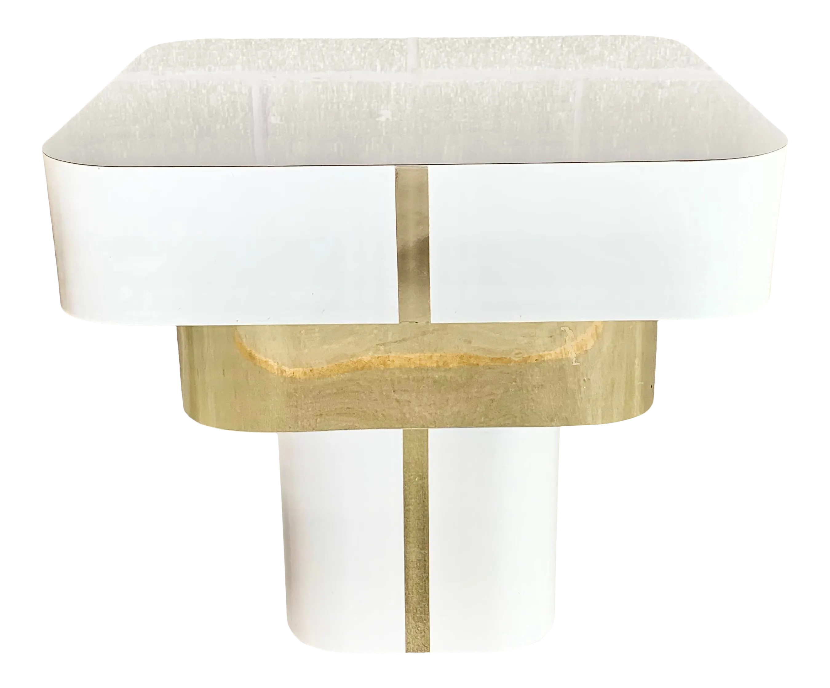 Vintage Post Modern White and Gold Side Table | Chairish
