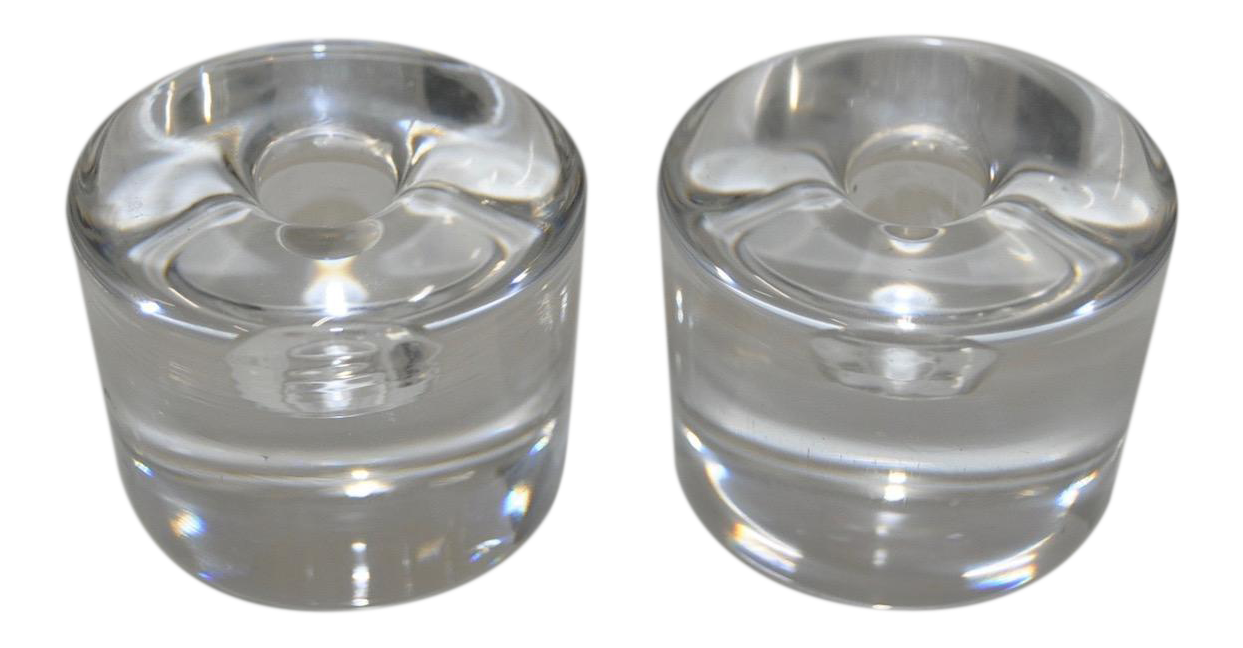 Glass Crystal Candlesticks - A Pair | Chairish