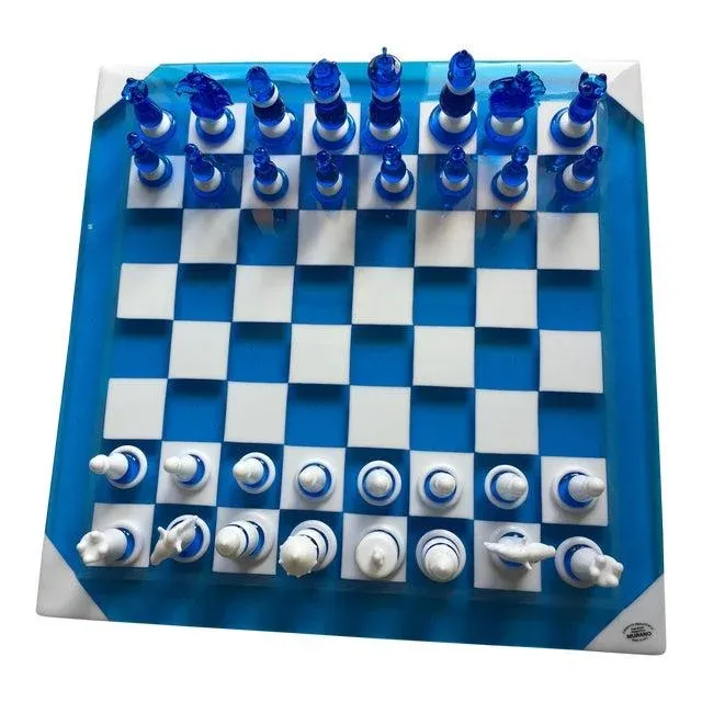 Blue Glass Chess Set