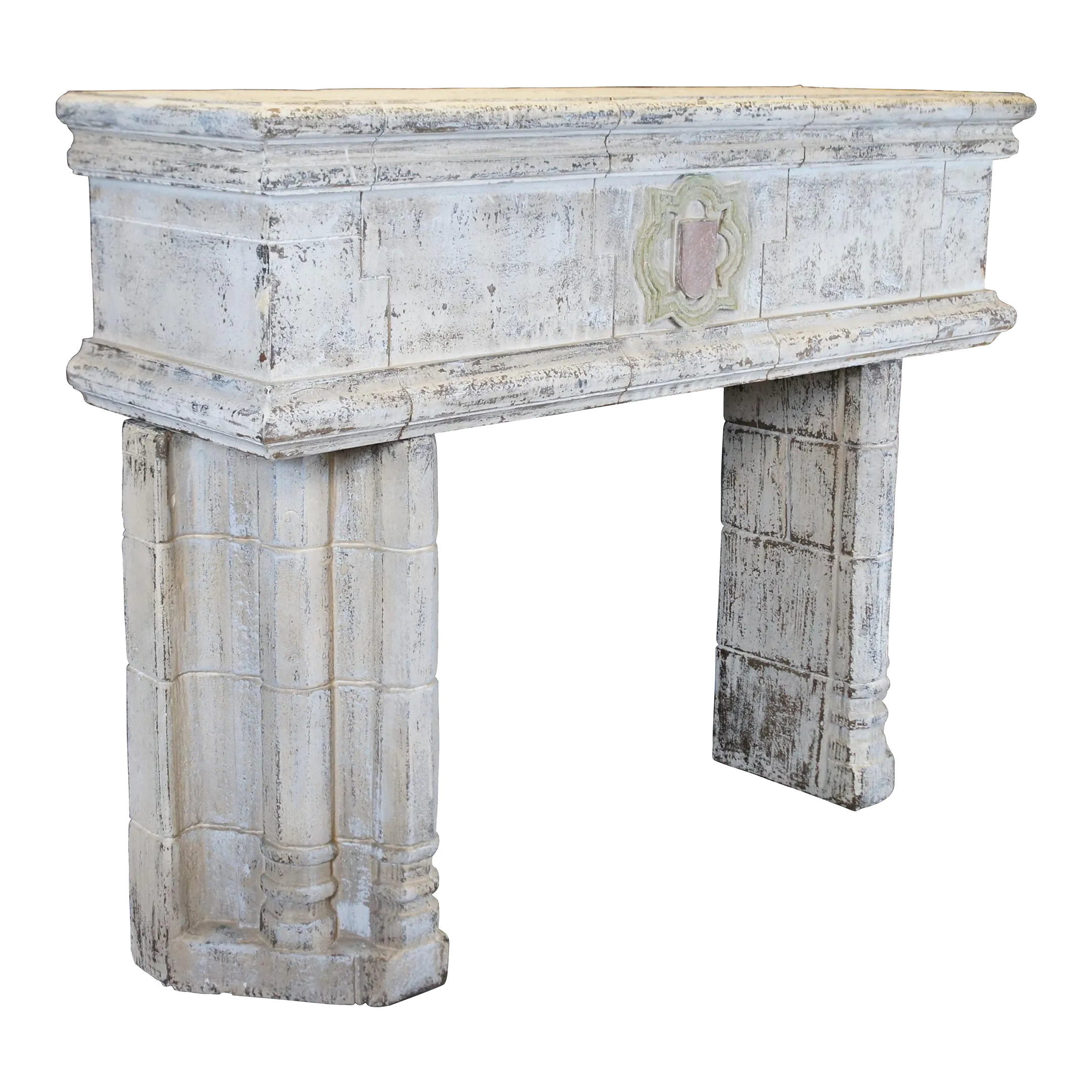 Mid 20th Century Vintage Distressed Resin Fireplace Mantel | Chairish