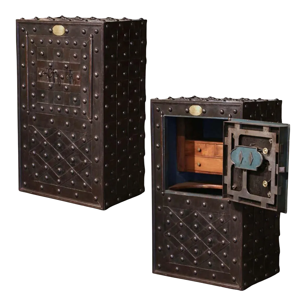 Early 19th Century French Wrought Iron Hobnail Studded Safe Dated 1838 ...