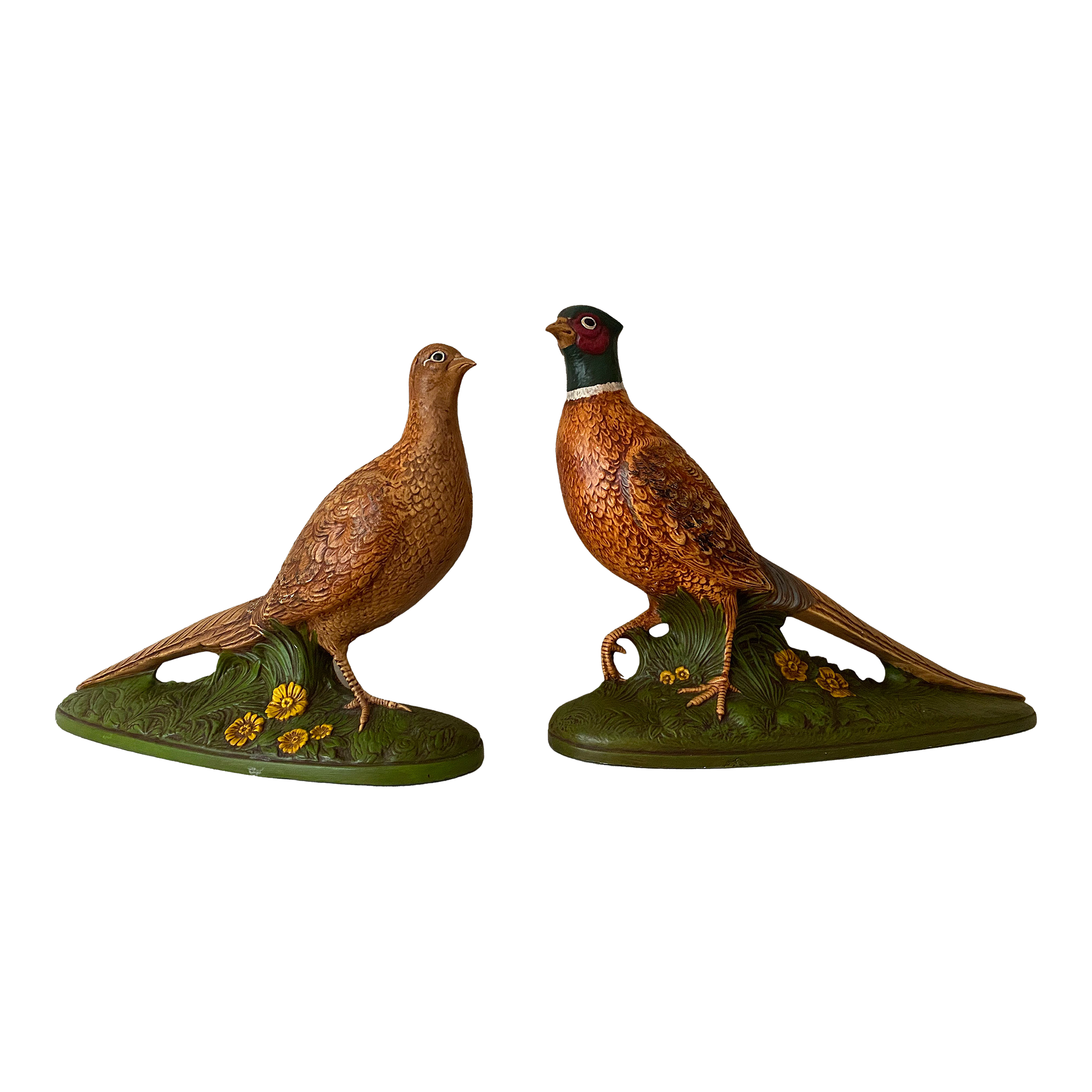 Vintage Artist Signed Hand-Painted Ringneck Pheasant Statues- a Pair ...