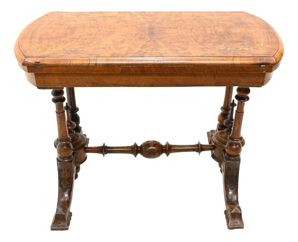 Victorian Games Table in Burr Walnut, 1880s | Chairish