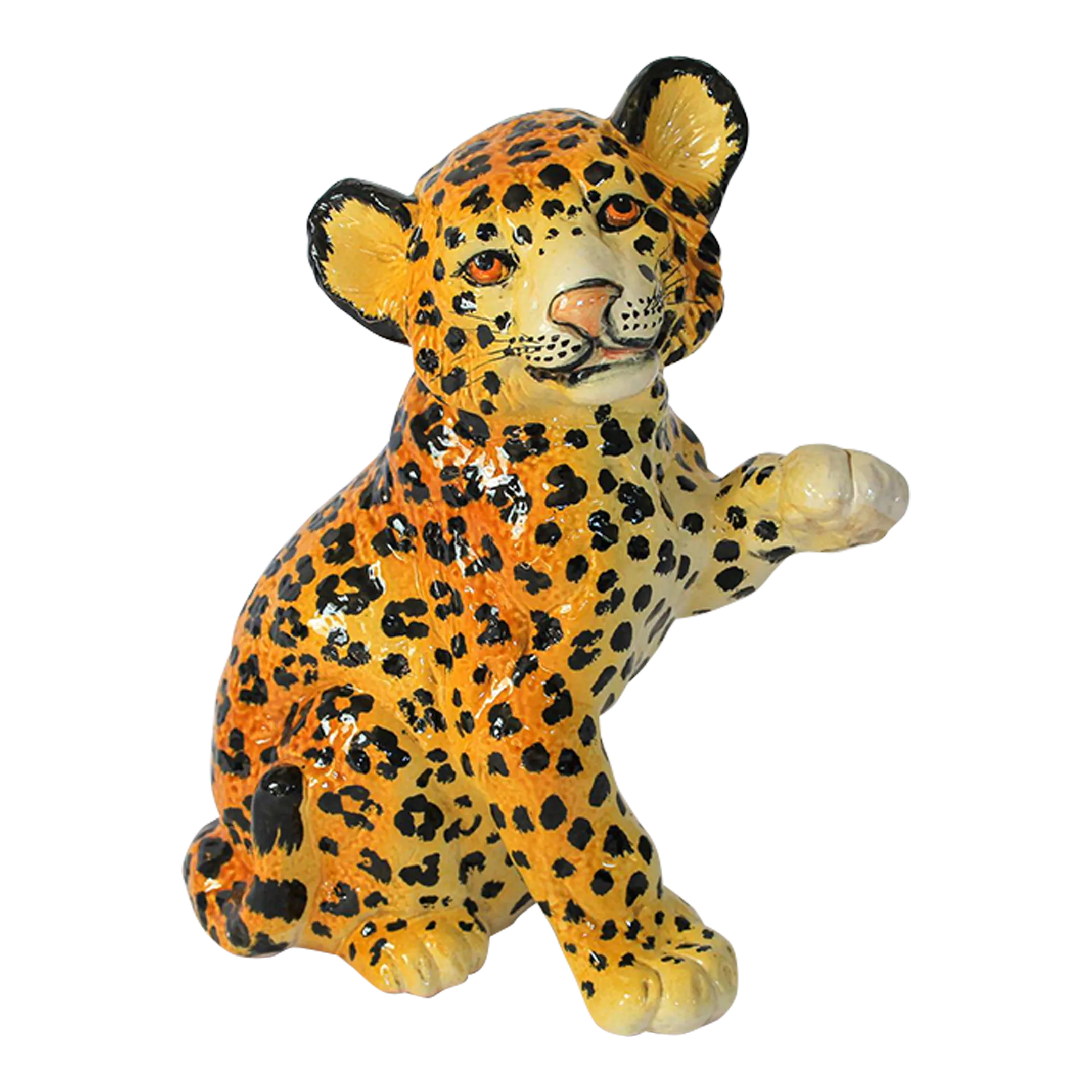 Mid-Century Italian Leopard Cub Figure | Chairish