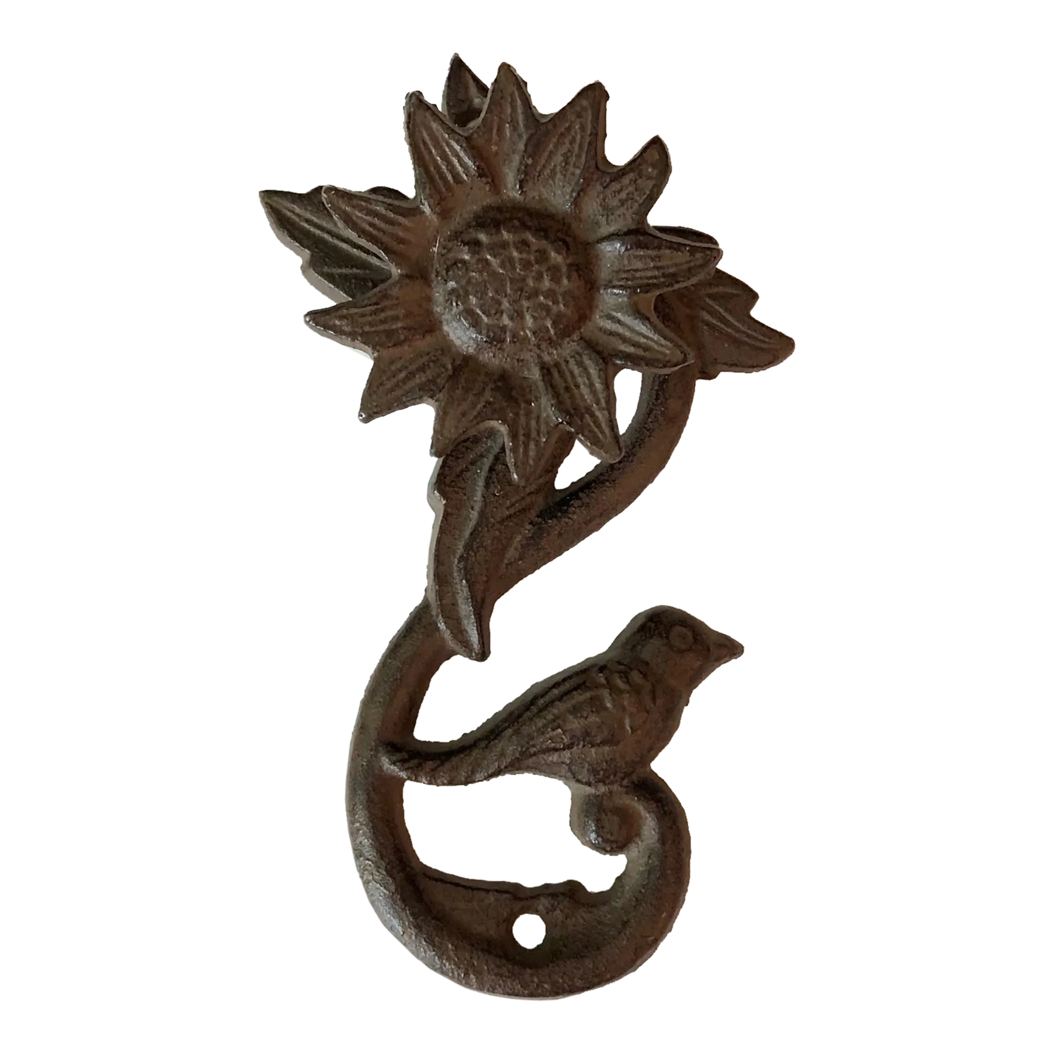 Vintage Cast Iron Bird on Flower Door Knocker | Chairish