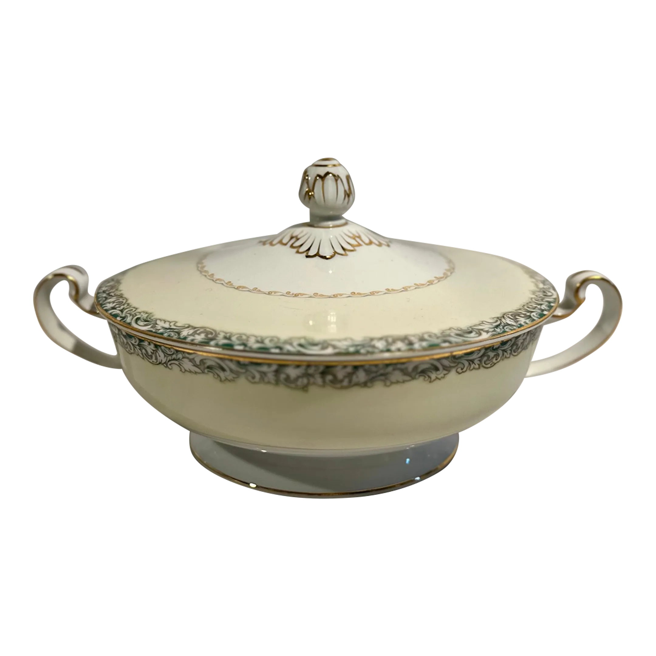 Vintage Porcelain Covered Serving Bowl | Chairish