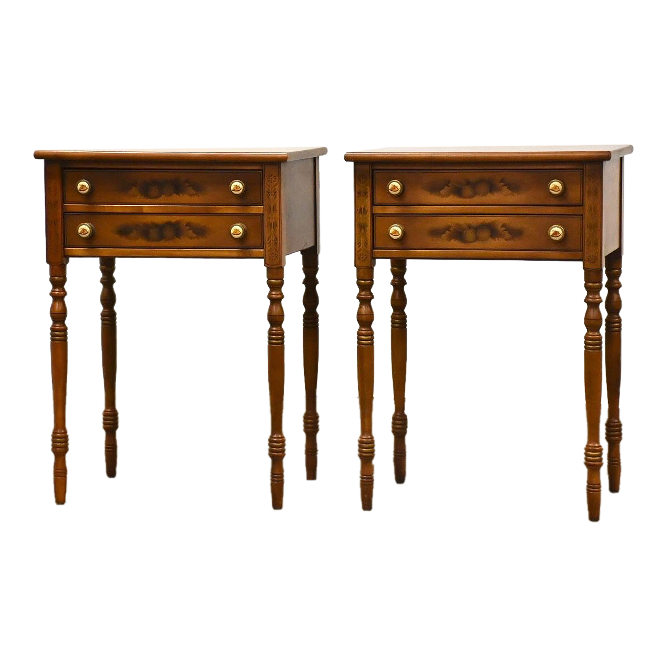 1980s Solid Maple Nightstands by Hitchcock - a Pair | Chairish