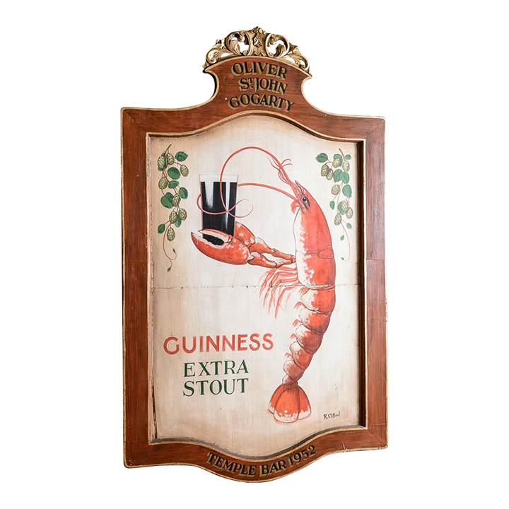 Painted Guinness Sign With Lobster | Chairish