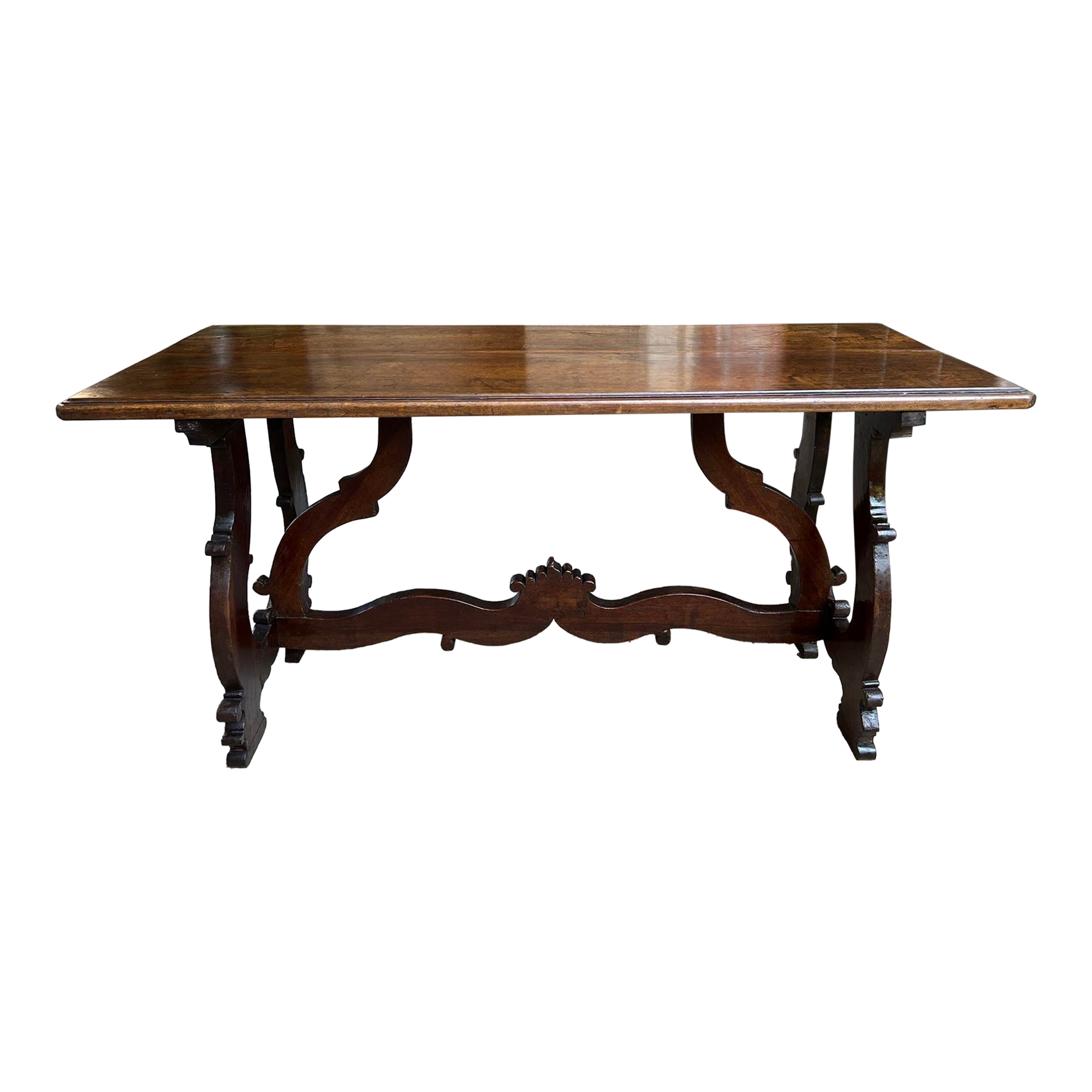 Antique Italian Trestle Dining Table Desk Walnut 6 Ft Console Table ...