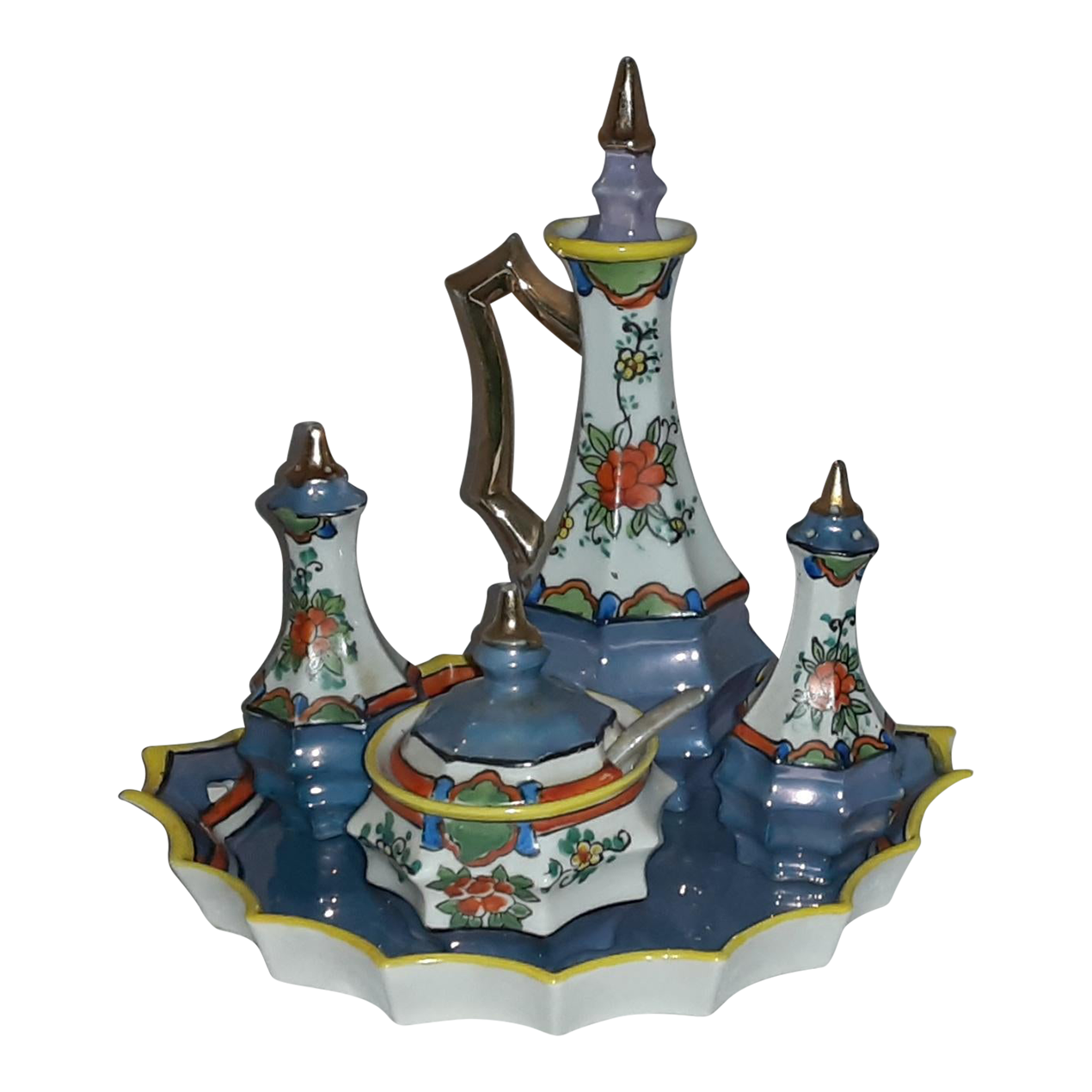 Mid 20th Century Japanese Porcelain Cruette Set- 8 Pieces | Chairish