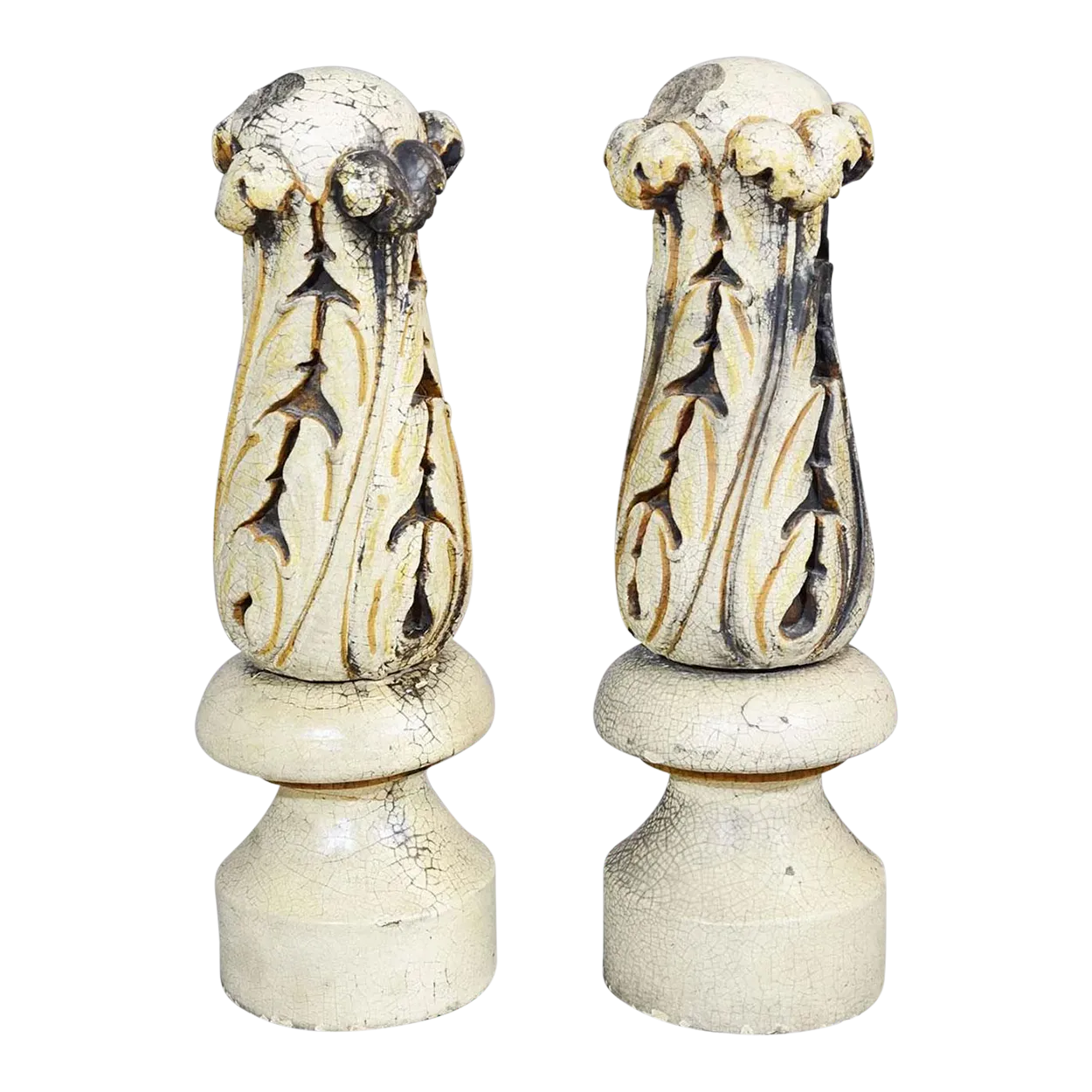 Pair Antique American Glazed Terracotta Carved Architectural Building ...