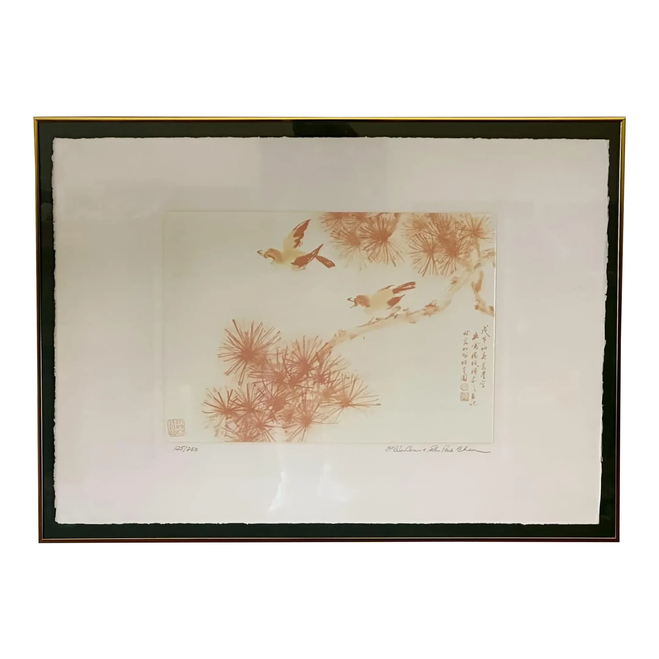 Signed and Numbered Colored Lithograph in a Greg Copeland Gold Frame ...