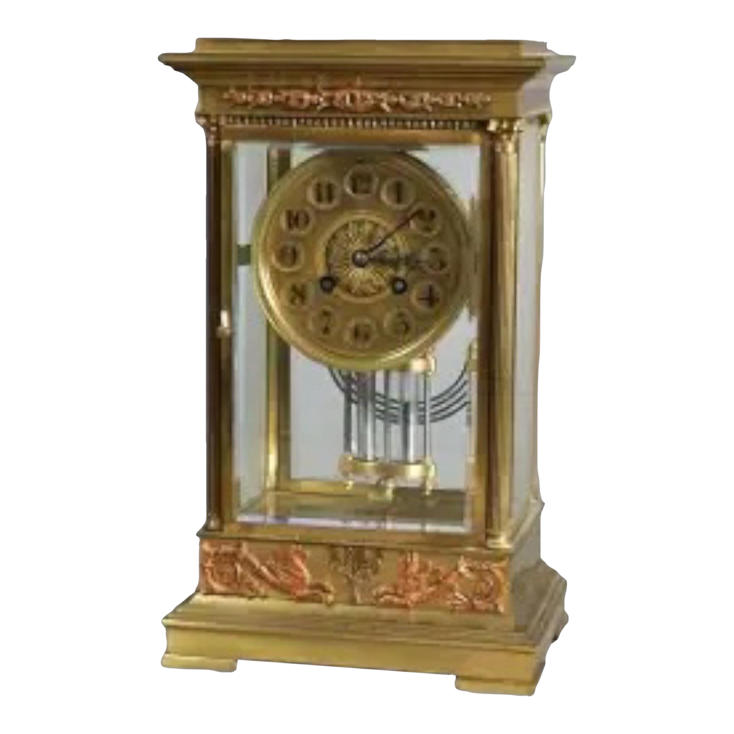 Antique French Empire Lowe & Sons Paris Bronze Crystal Regulator Clock ...