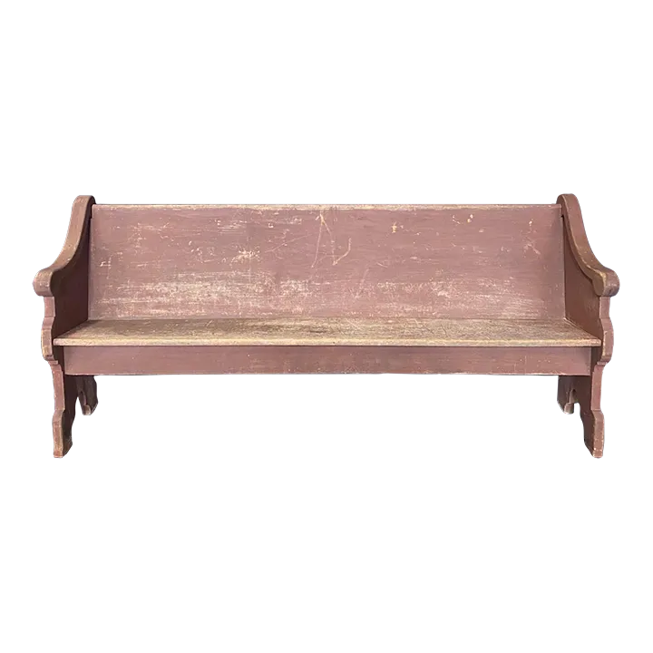 Rustic 19th Century Americana Church Pew Bench With Original Paint | Chairish